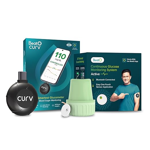 BeatO Combo: CURV Glucometer Machine (Android Type-C) + 15-Day CGM ...