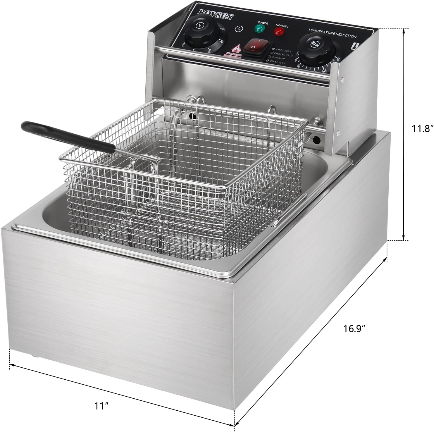 ROVSUN Freidora eléctrica de 22.8 cuartos de galón con temporizador, protección contra ...