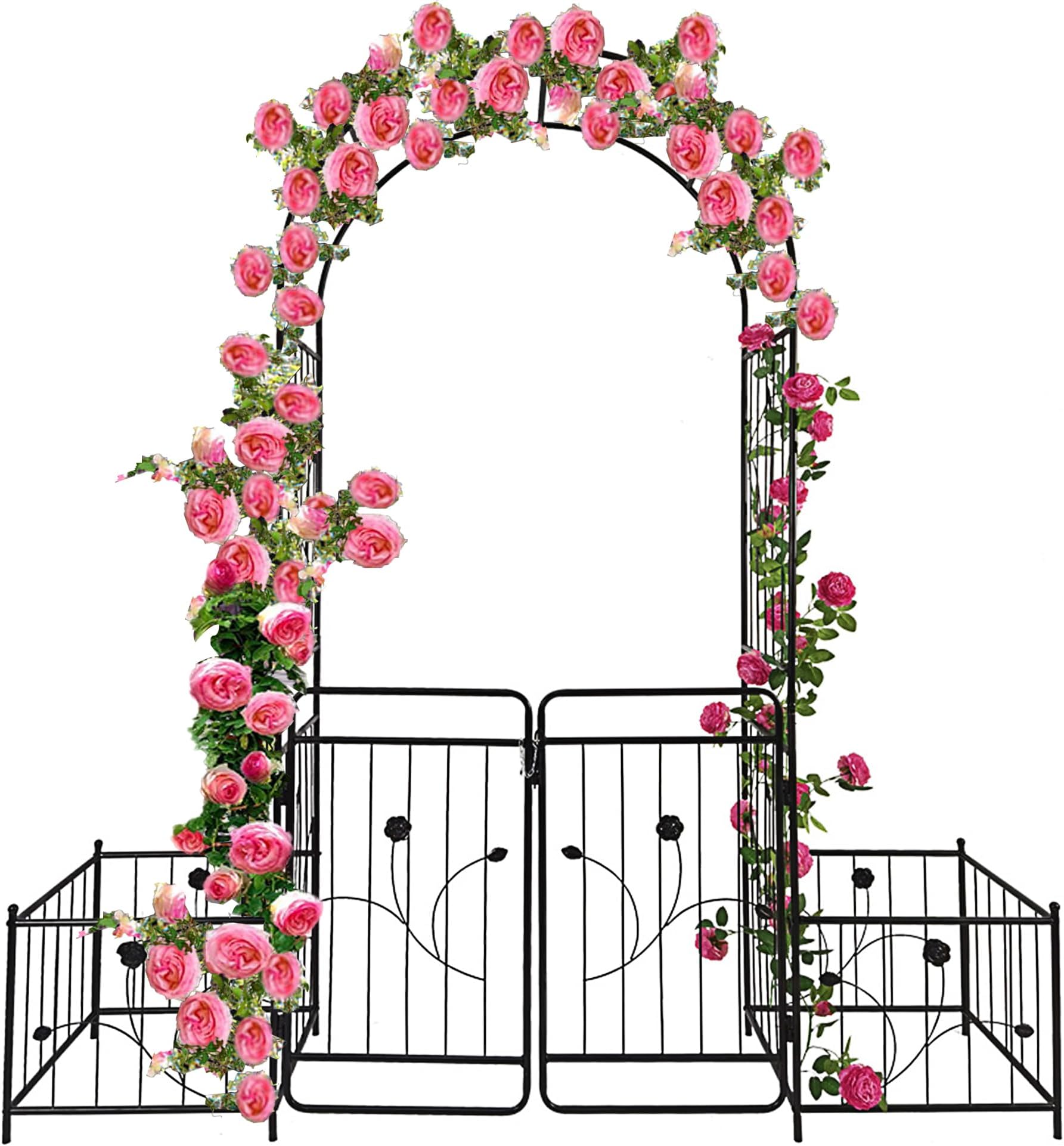 Amazon.com : YITAHOME Garden Arbor with Gate and Planter Boxes, 87IN ...