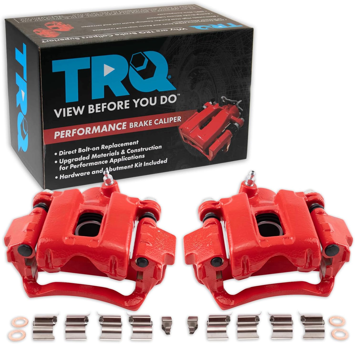 Amazon.com: TRQ Rear Performance Brake Caliper Set Red Compatible with ...