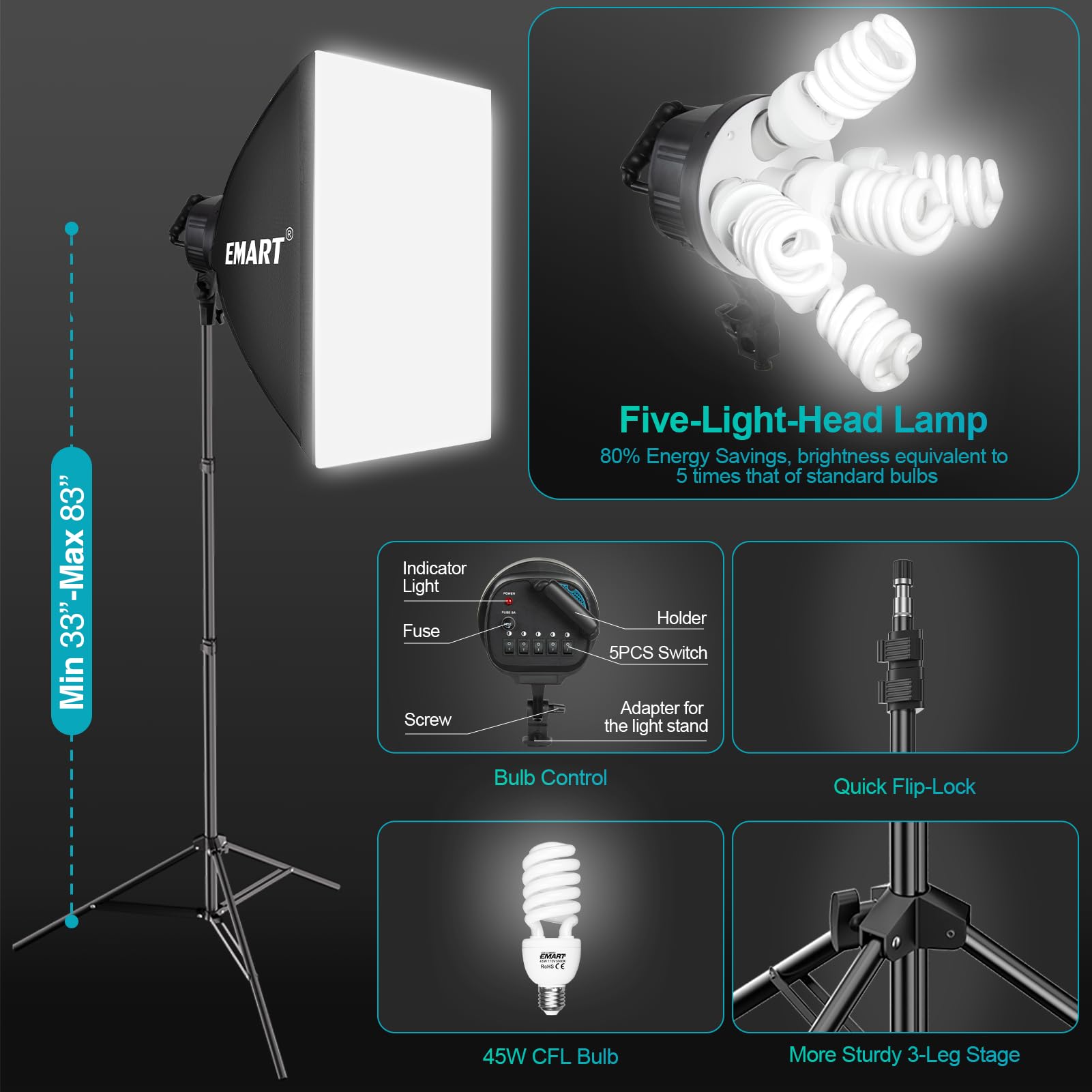 Softbox Lighting EMART 7x10ft Photography Backdrop Support System With ...