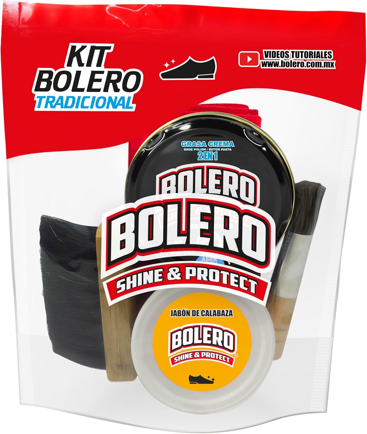 BOLERO - Kit Bolero Tradicional Negro 5 piezas - Incluye Grasa Crema ...