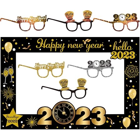 Amazon.com: CRAWPROP 2023 Happy New Year's Eve Party Photo Booth Props ...