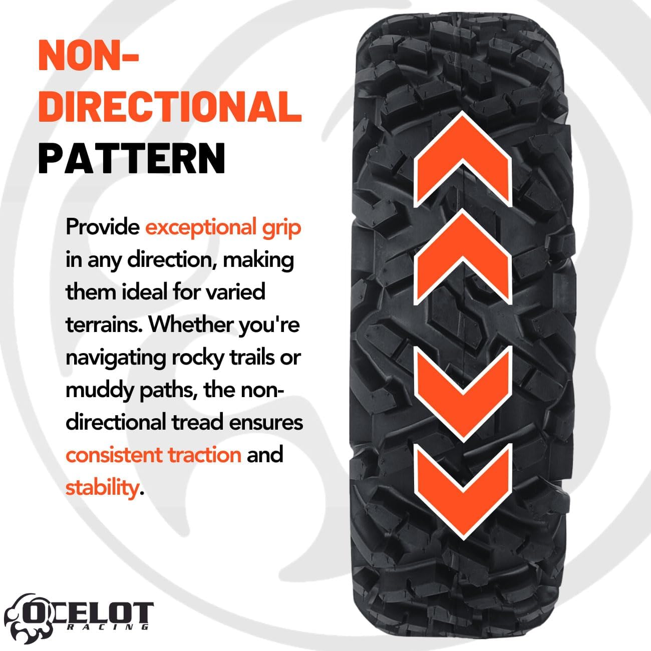 Ocelot RT350 26x9x12 UTV Tires All-Terrain Tire 6-Ply Bias Construction ...