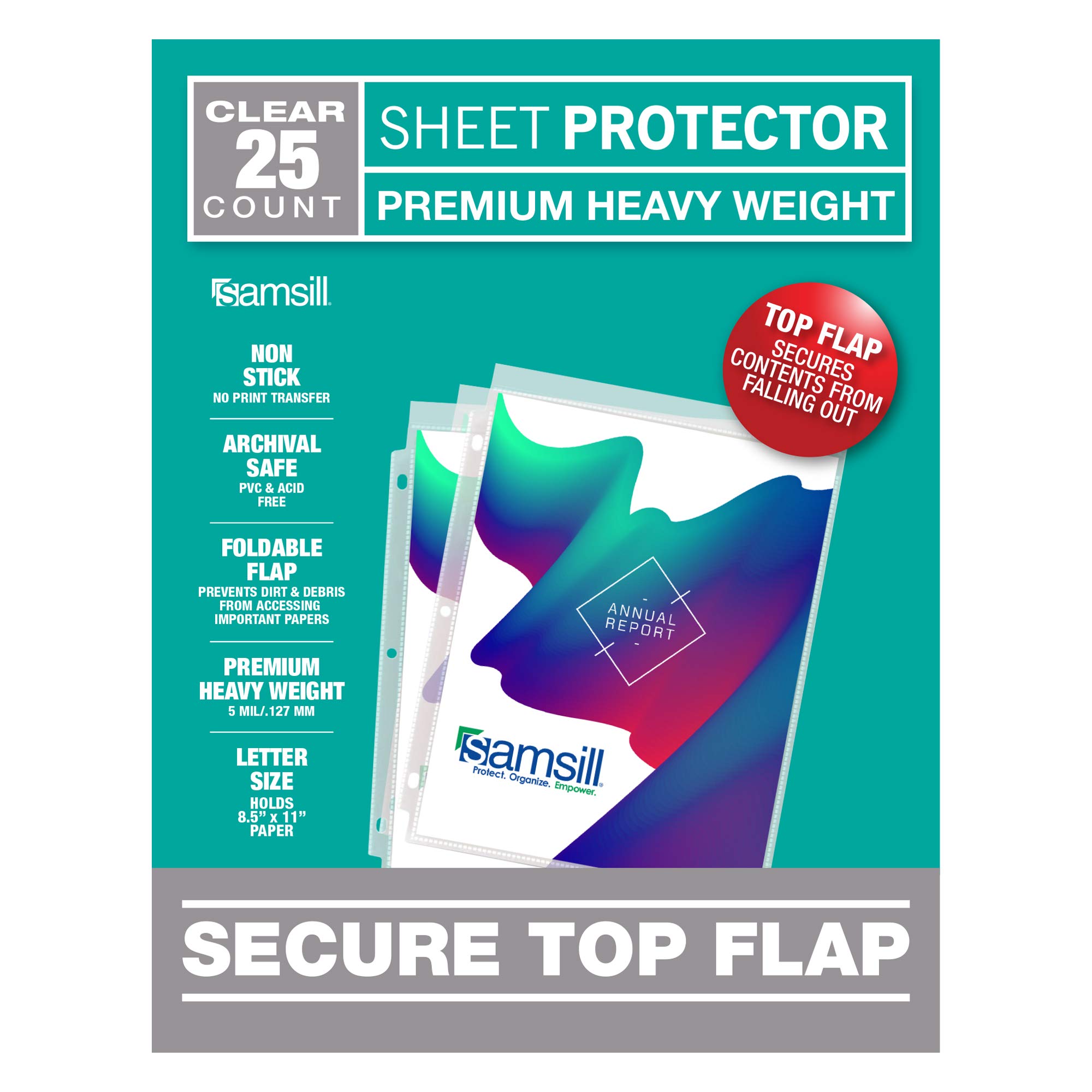 Buy Samsill 25 Pack Secure Locking Clear Sheet Protector, Super ...