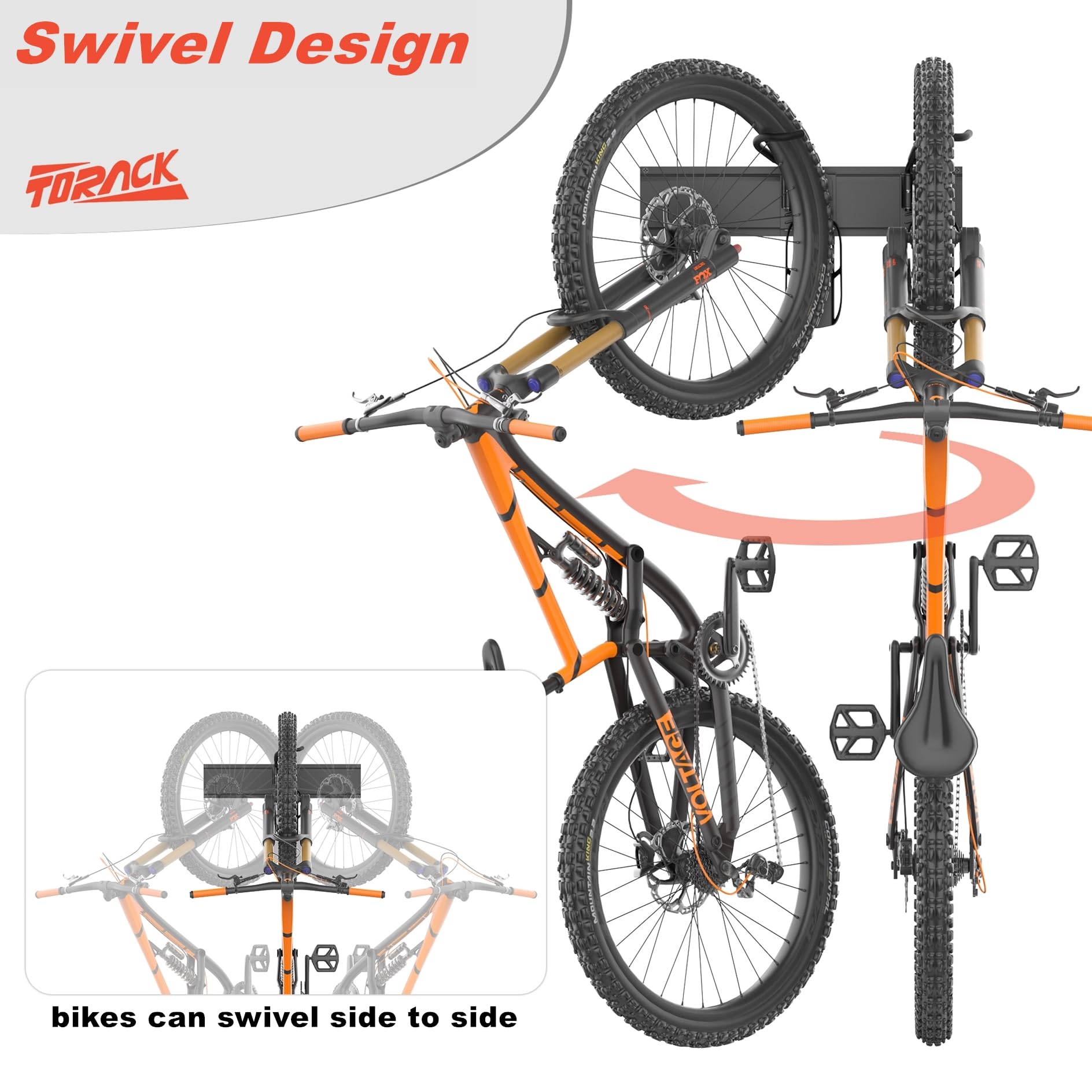 Snapklik.com : Wall-Mounted Swivel Bike Rack, Garage Vertical Bike ...