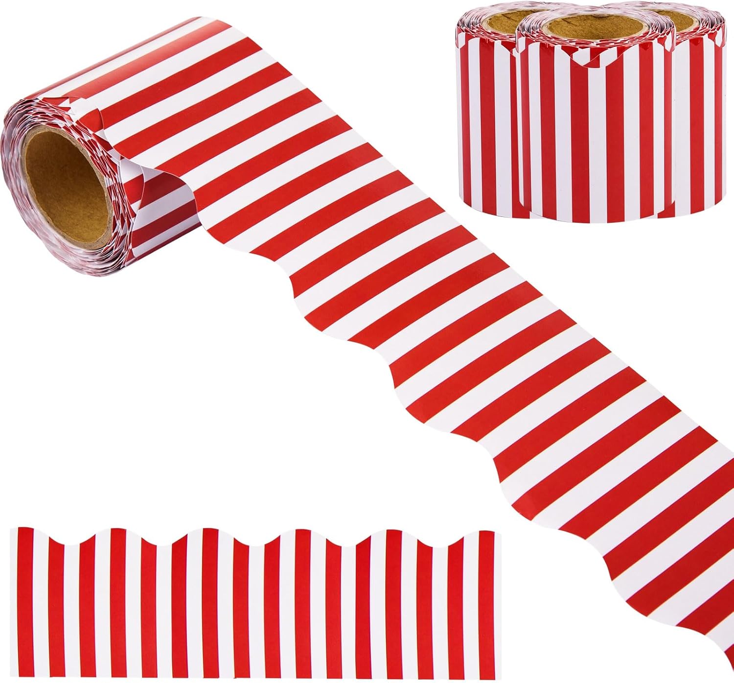 Amazon.com: 99 Feet Red and White Stripes Bulletin Board Borders ...