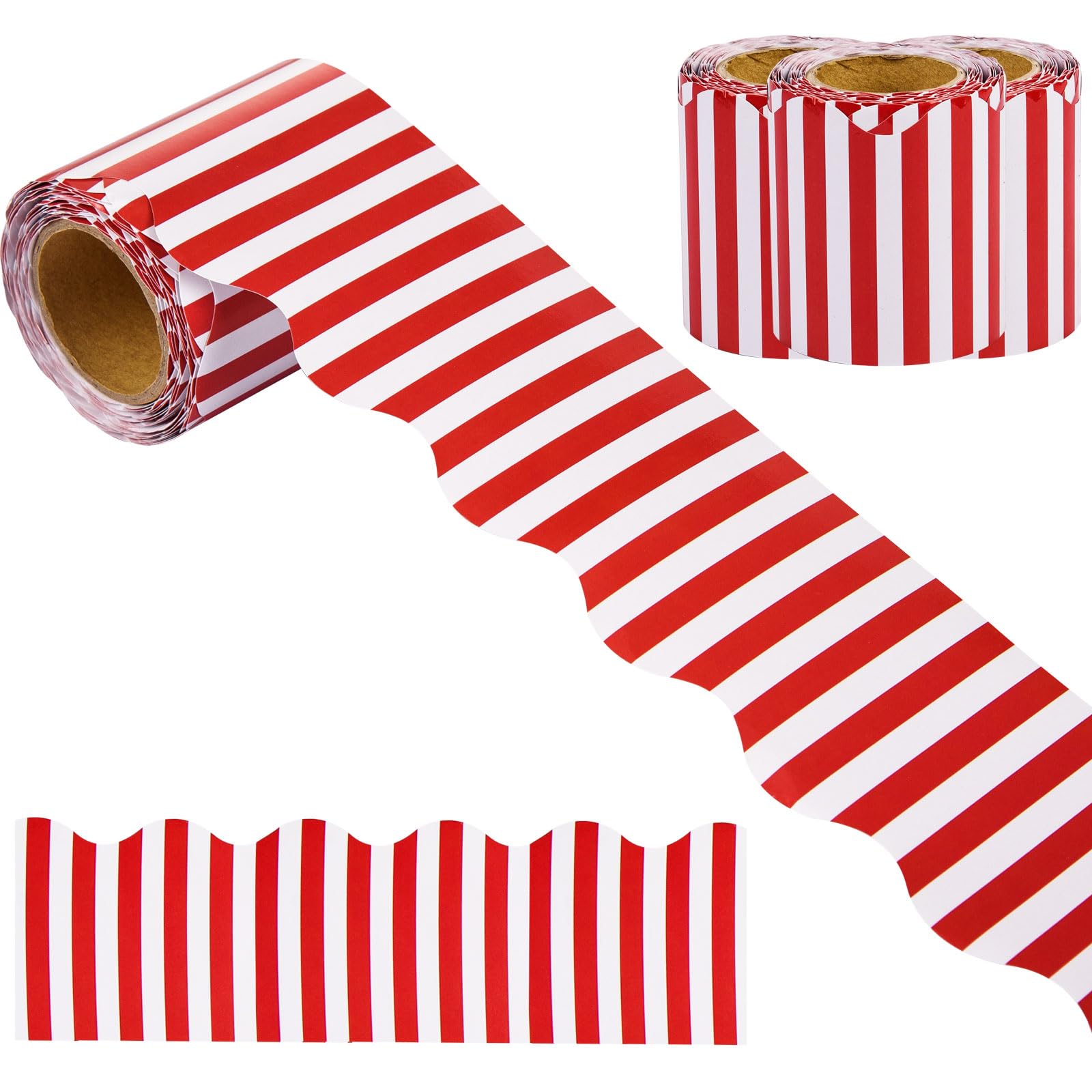 Amazon.com: 99 Feet Red and White Stripes Bulletin Board Borders ...