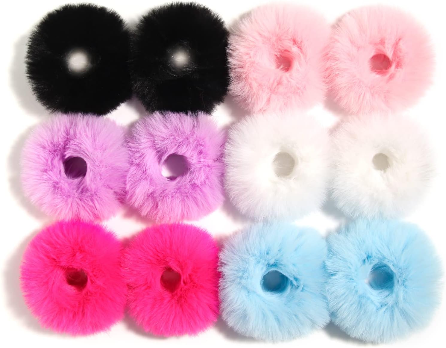 Amazon.com : Lusofie 2Pcs Purple Pompom Hair Tie Furry Faux Rabbit Fur ...