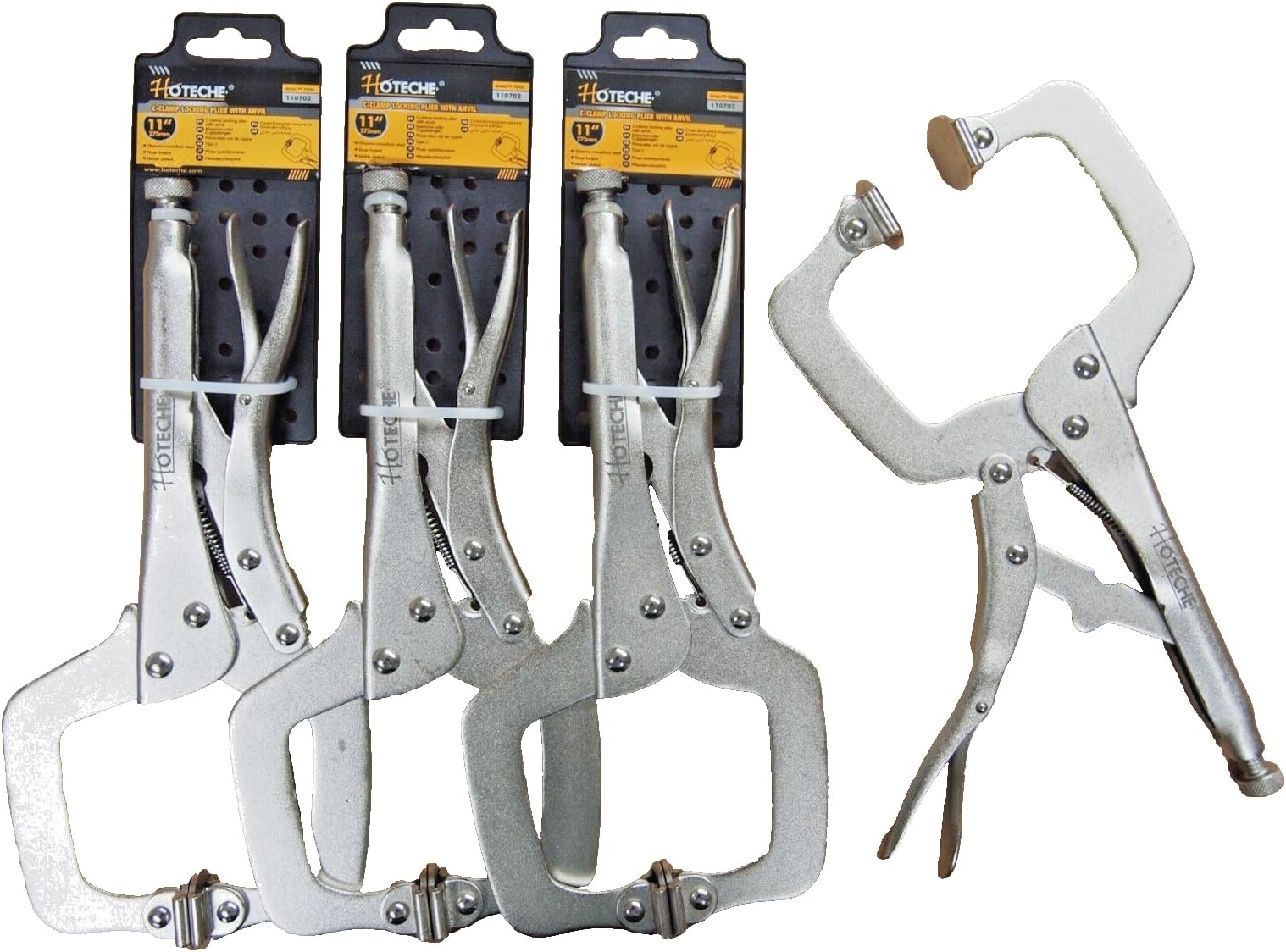 Lot of (4) 11" Locking C Clamp Pliers Swivel Jaw Pad Vise Grip Welding ...