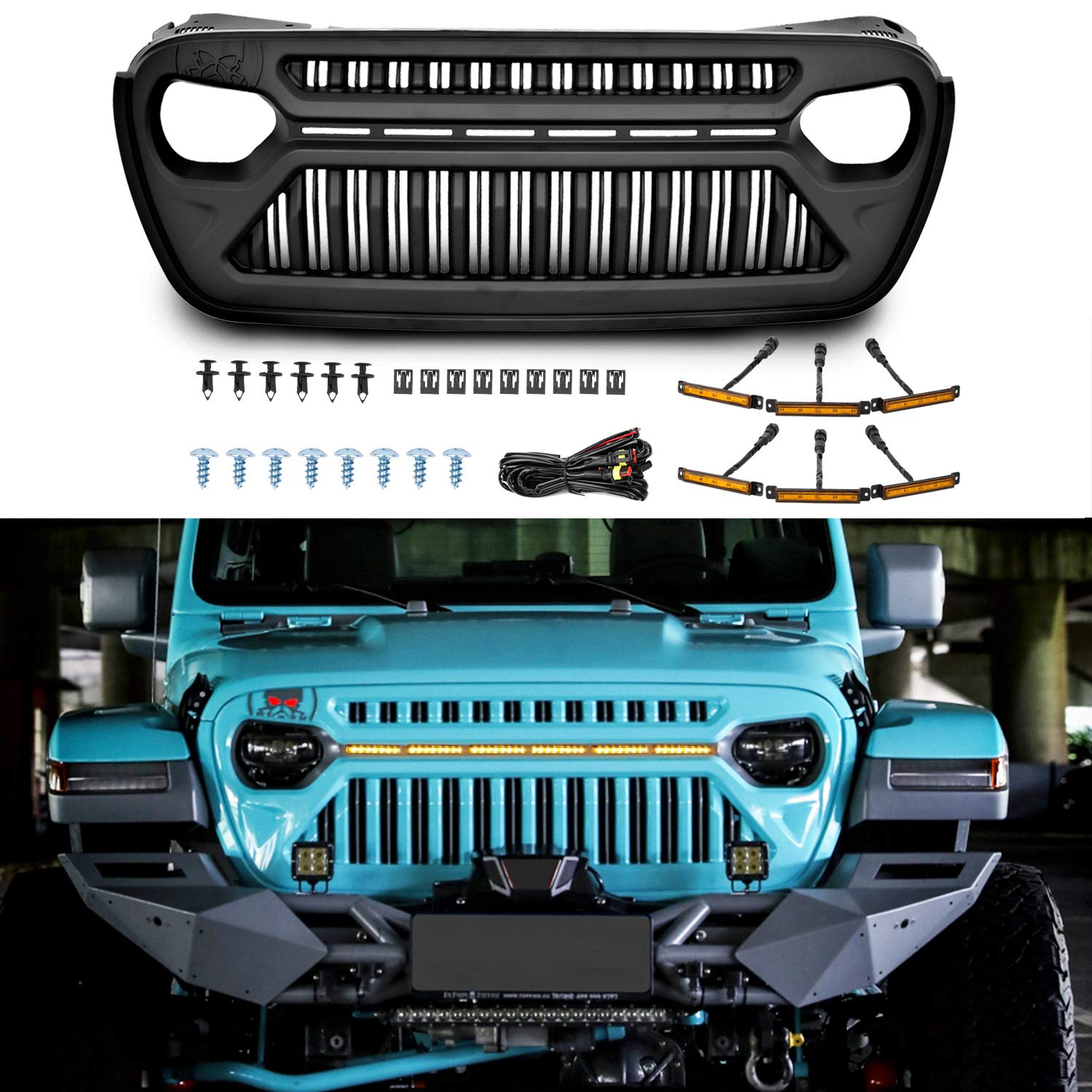Buy TOPFIRE Front Grill Compatible with 2018 2019 2020 2021 Jeep ...