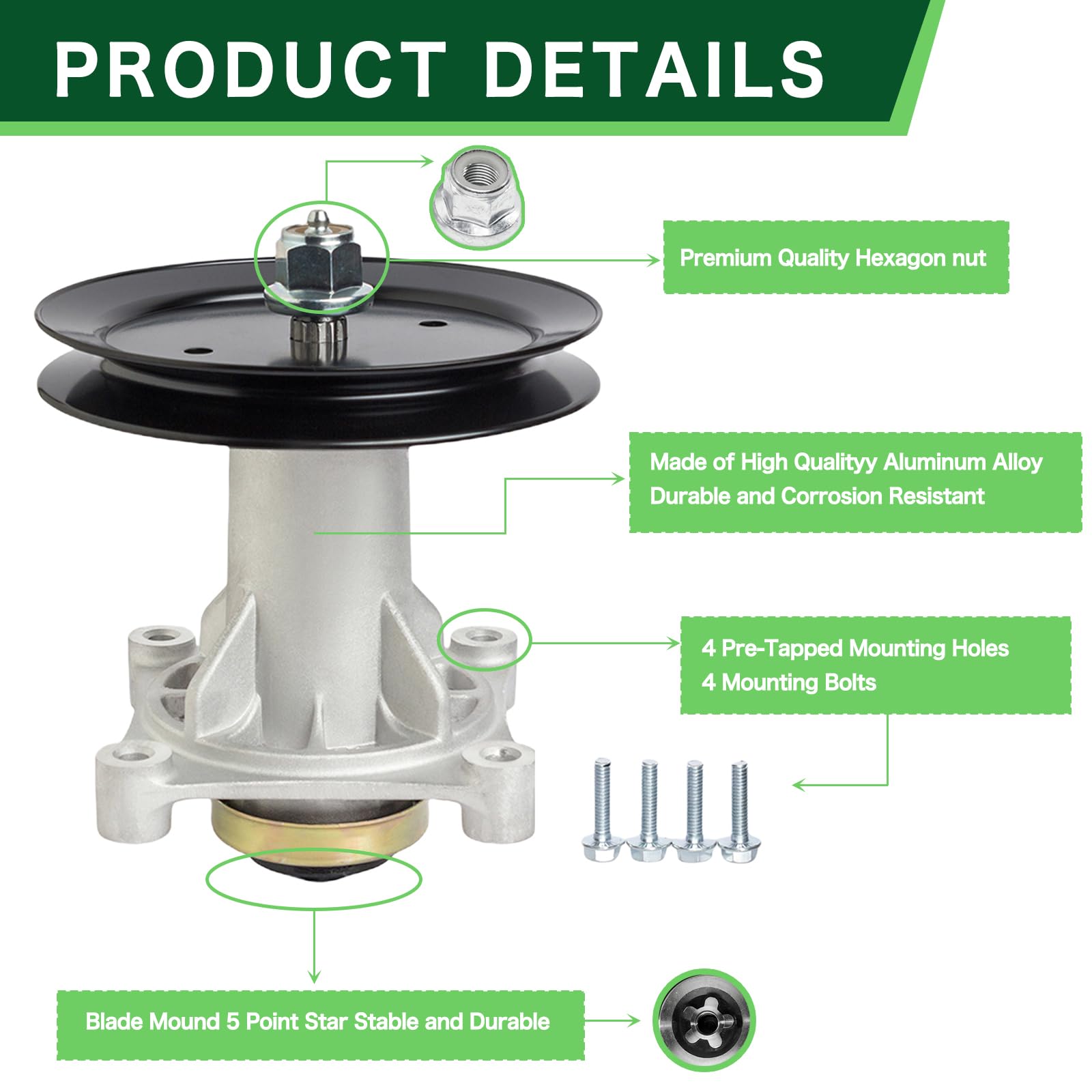 TENGMUJX 187292 192870 Spindle Assembly with 195945 Pulley Replace for ...