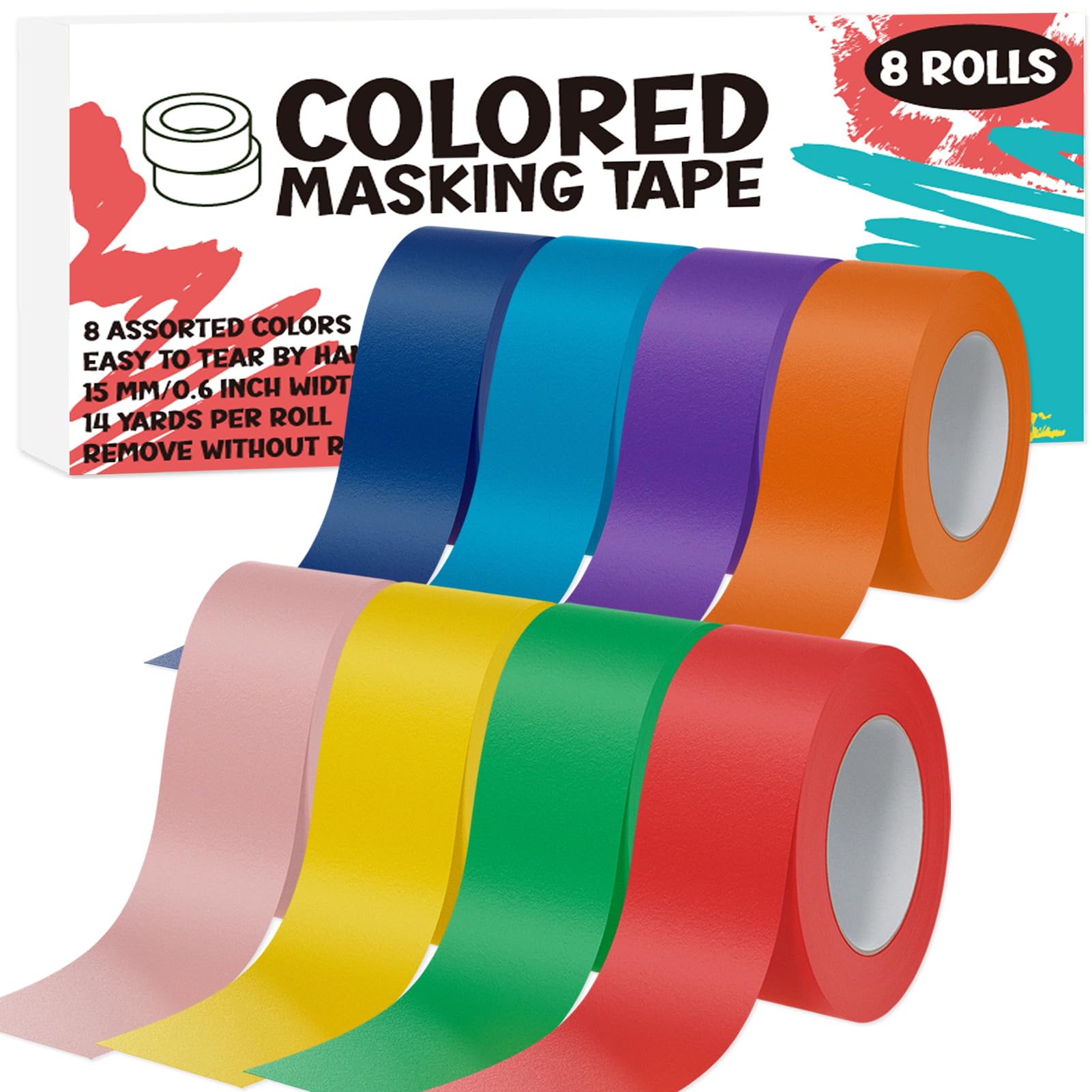 Amazon.com : ALLFUN 8 Pieces Colored Masking Tape, Kids Arts & Crafts ...