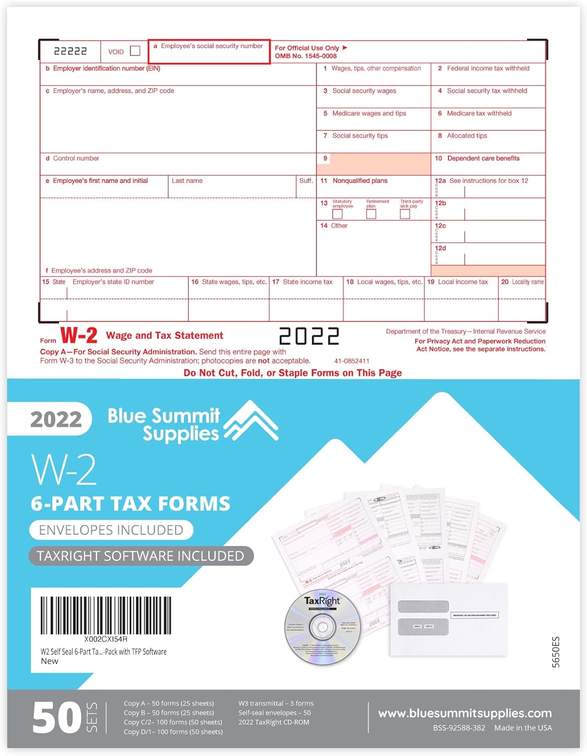 Amazon.com : W2 Bundle with TaxRight 2022 Software (Formerly known as ...