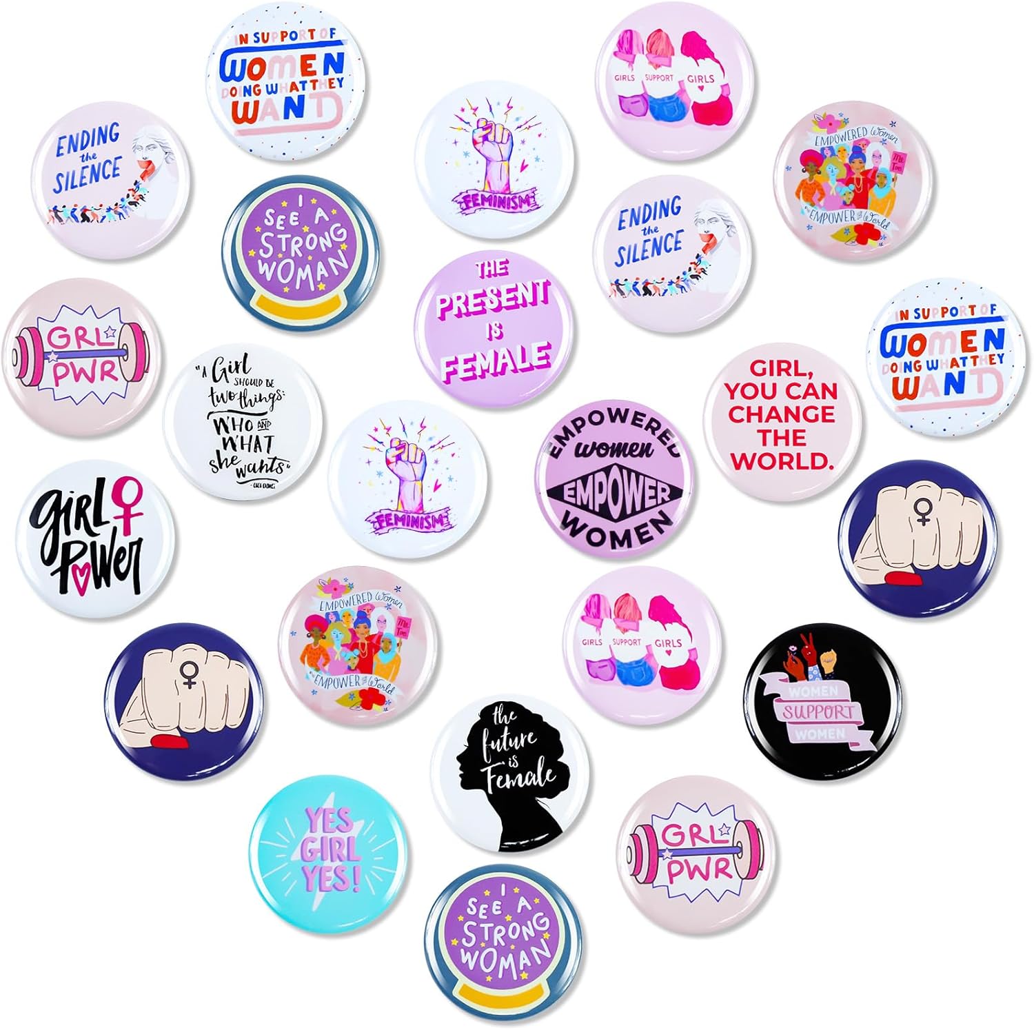 Amazon.com: 24 Pcs Feminist Pin,Feminist Power Brooch Women's Rights ...