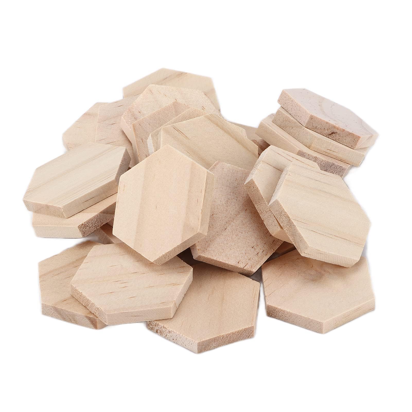 Amazon.com: 25Pcs Unfinished Hexagon Wood Pieces Blank 38mm/1.5inch ...