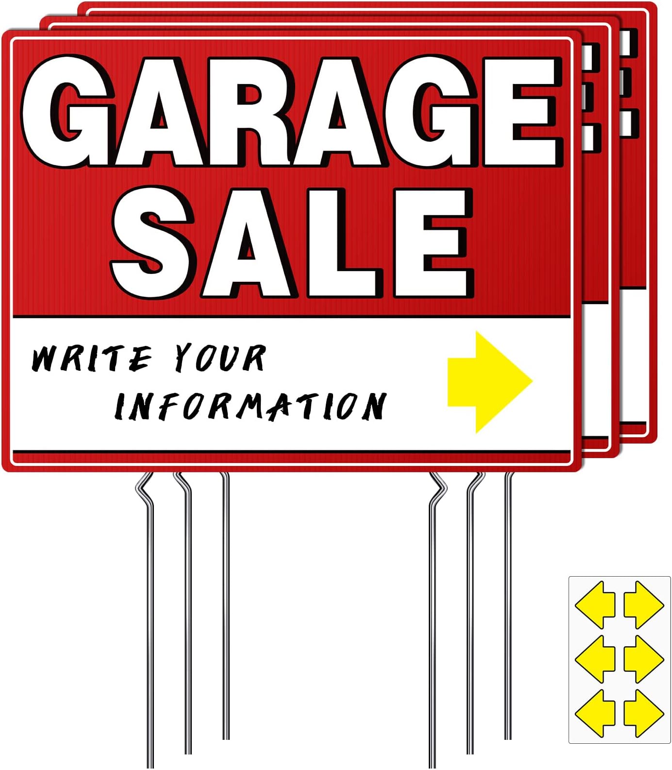 Amazon.com: 6pcs Garage Sale Signs with Stakes, 16x12in Double Sided ...