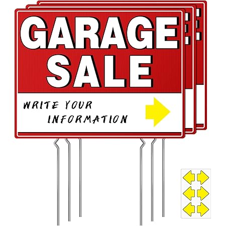 Amazon.com : 3 Pcs Garage Sale Sign Stakes Double Sided Yard Sale Signs ...