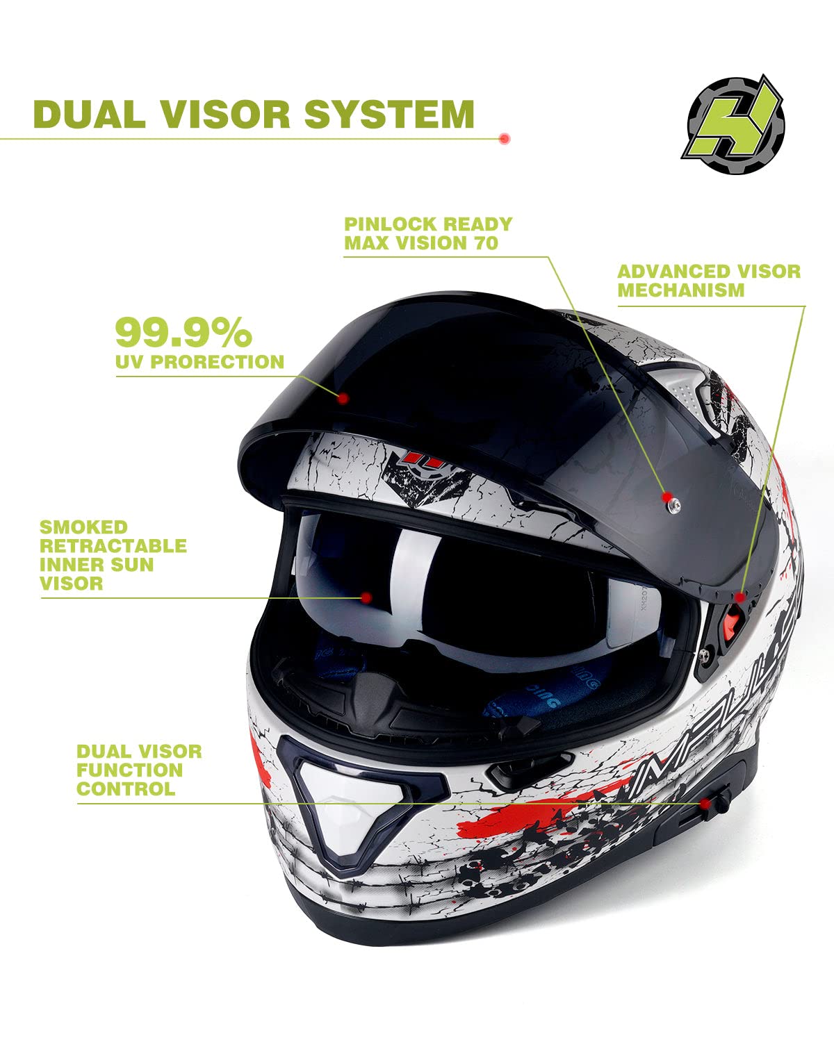 Snapklik.com : HAX Full Face Motorcycle Helmet