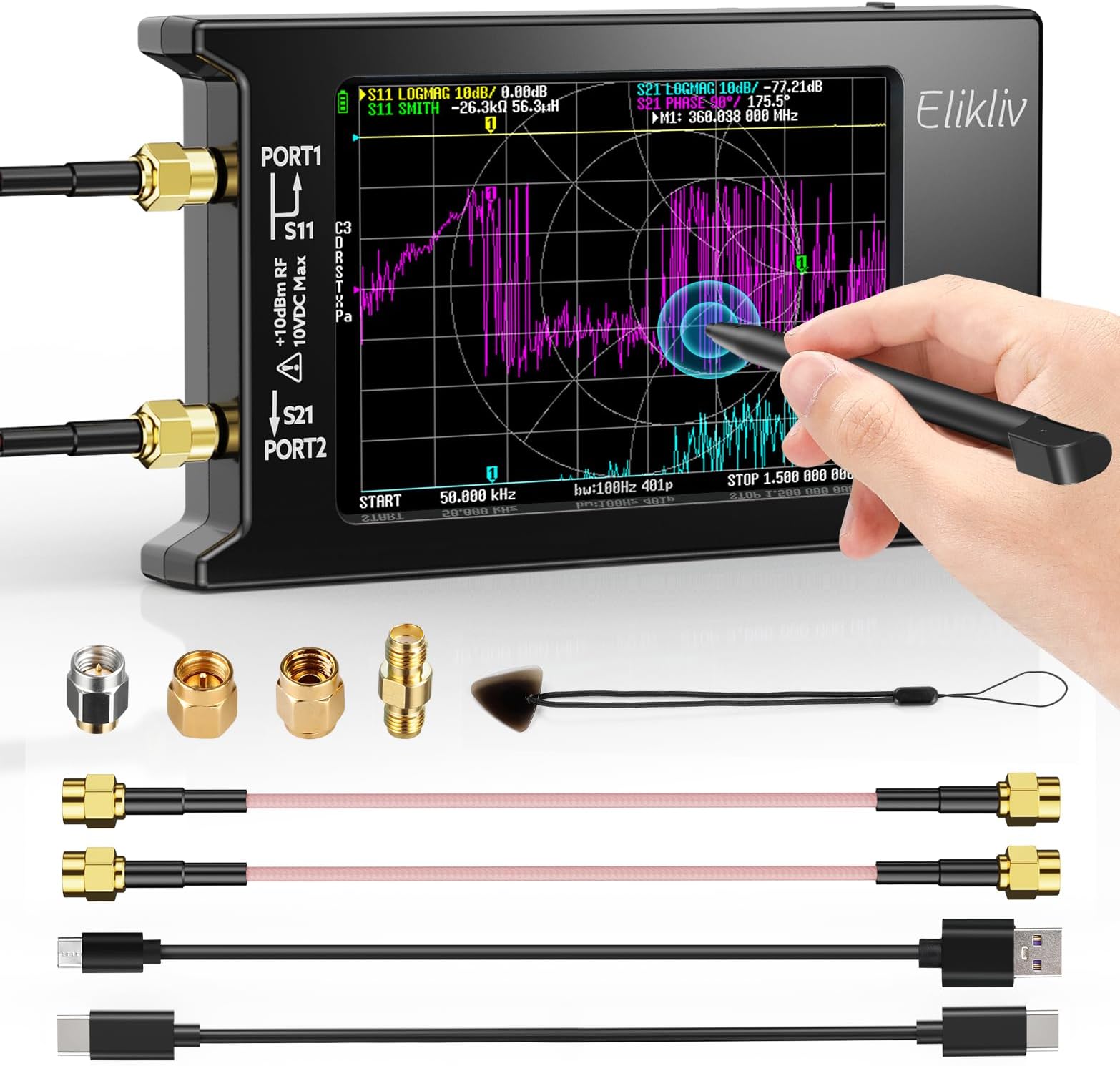 MINI1300 Antenna Analyzer 4.3in TFT LCD Touching Screen 0.1-1300MHz HF ...