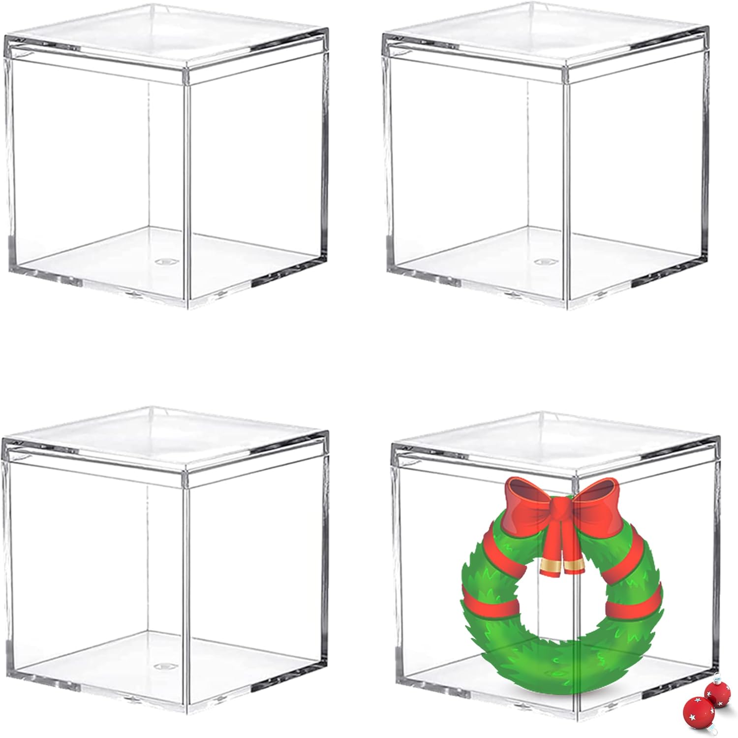 Amazon.com: KissYou Clear Acrylic Boxes,4 Pack - 3 x 3 x 3 Inch Lucite ...