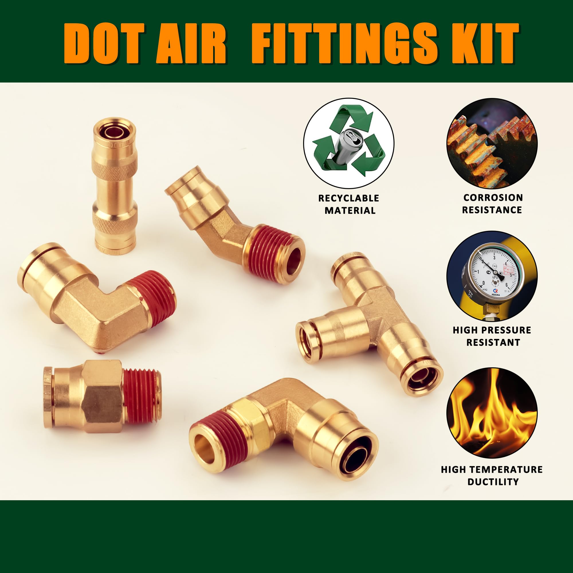 Snapklik.com : Ailbiuko 37Pcs Brass DOT Air Brake Line Fittings ...