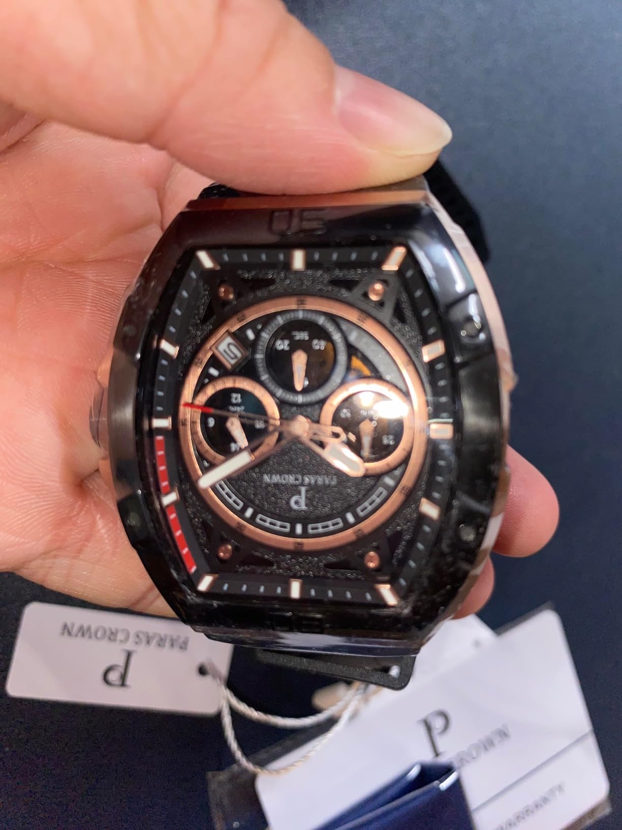 Amazon.com: Paras Crown Watches for Men Tonneau 5ATM Waterproof Quartz ...