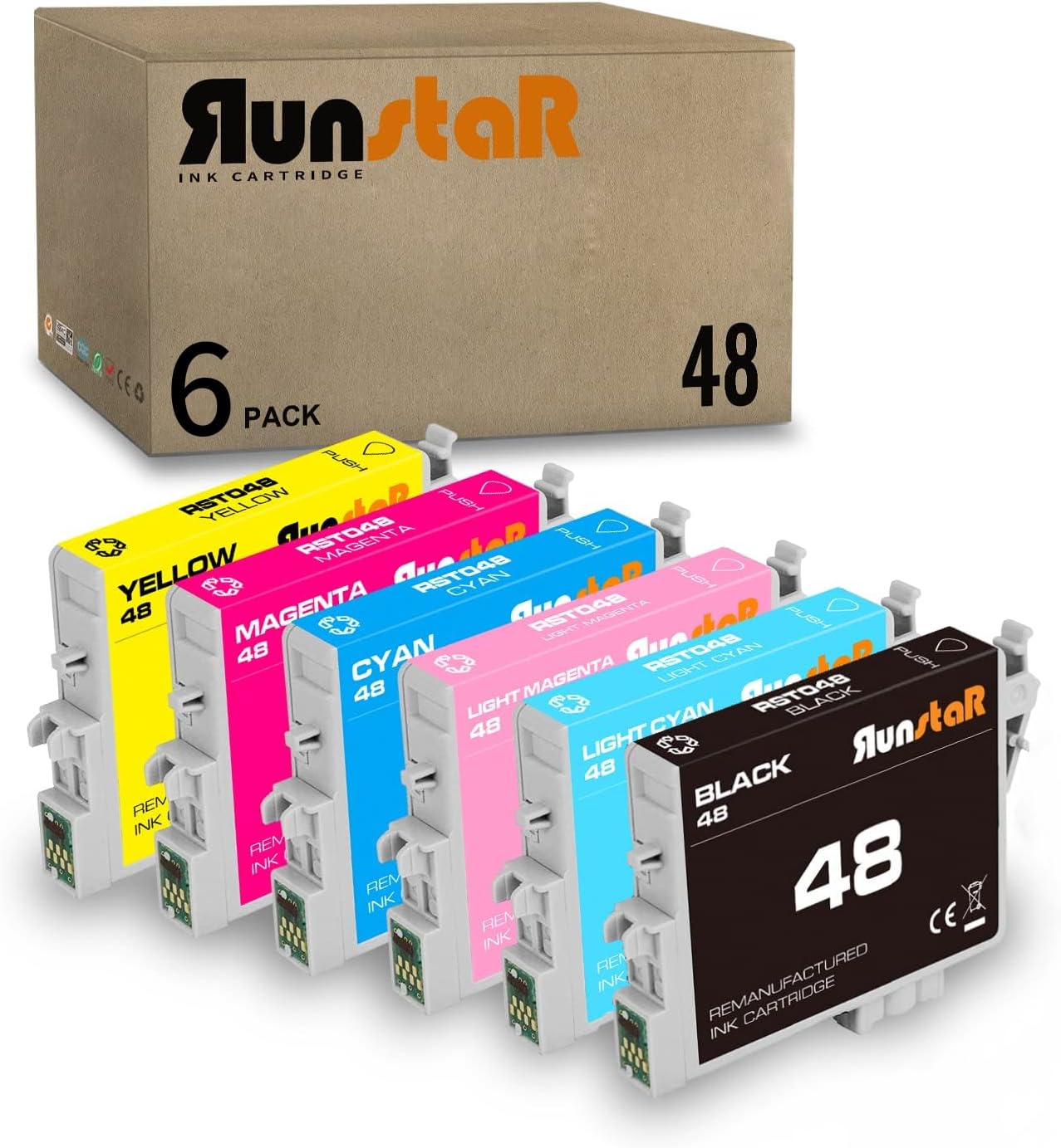 Amazon.com: Run Star 6 Pack T048 Remanufactured Ink Cartridge ...