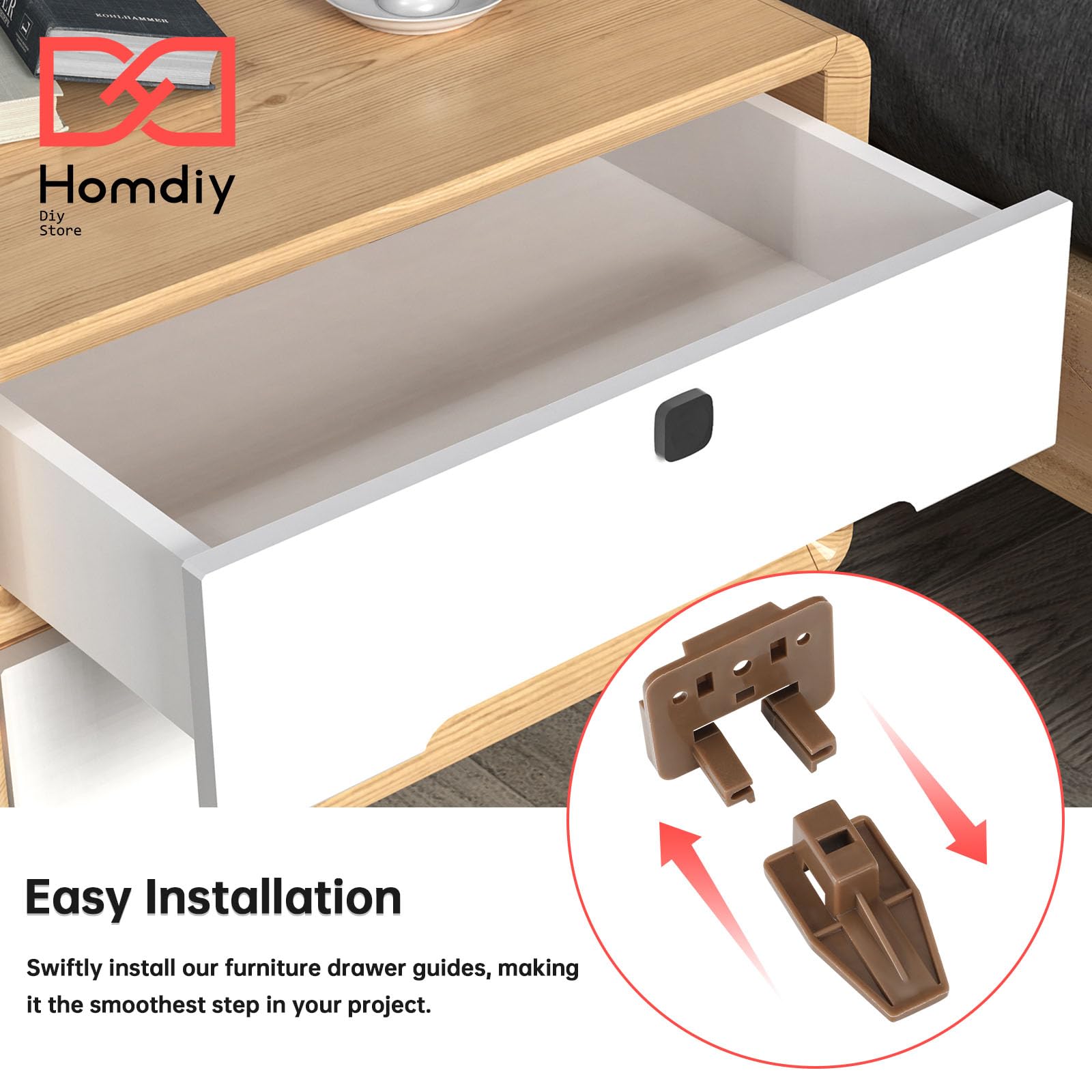 Snapklik.com : Homdiy 10 Pack Plastic Drawer Slides And Guides Drawer ...