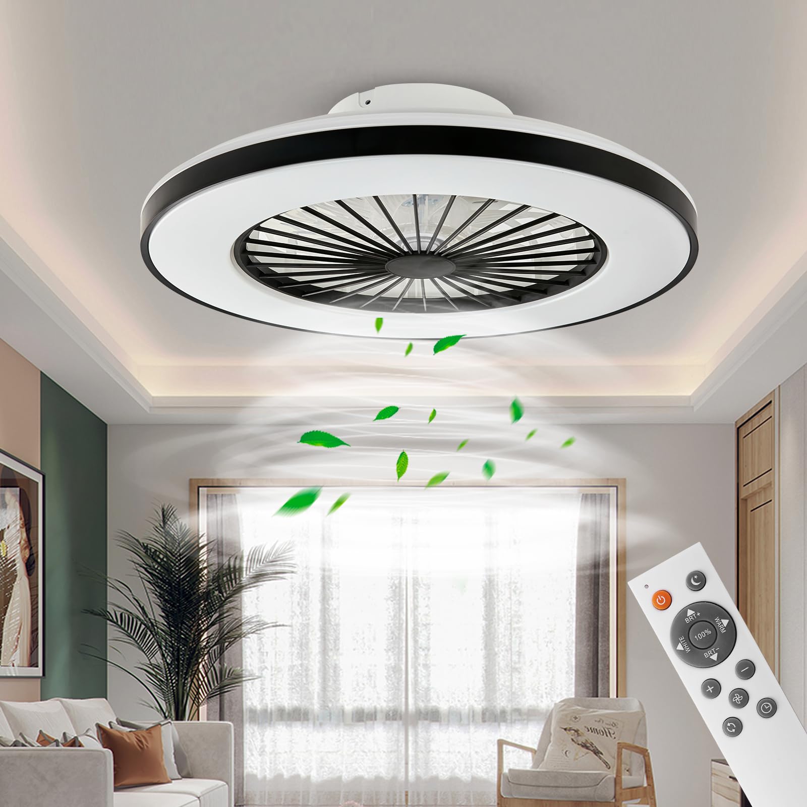 BKZO Modern LED Ceiling Light with Fan, Ceiling Fan with lamp, 24 ...