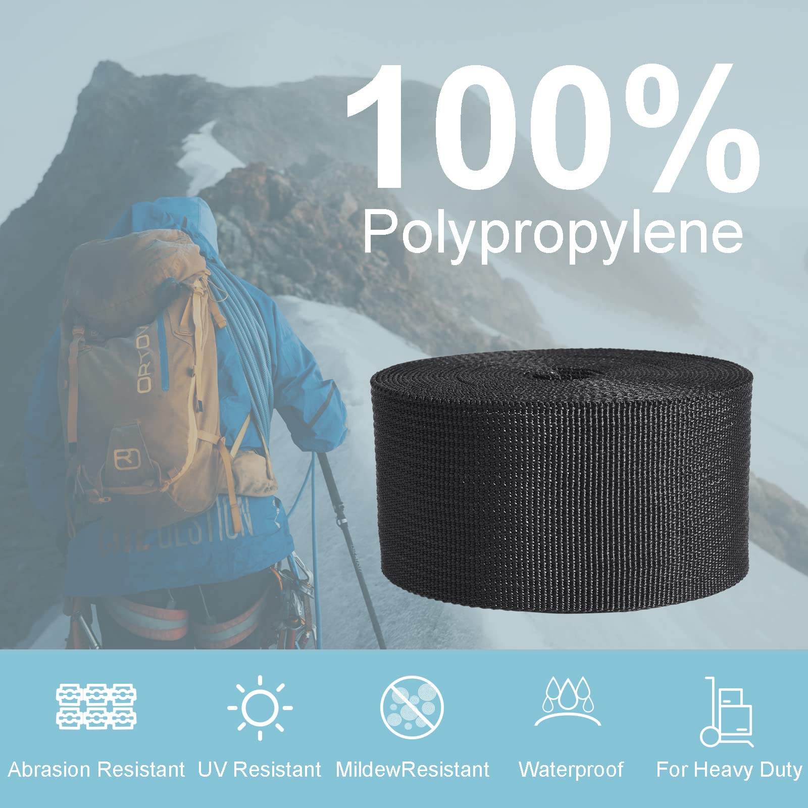 Snapklik.com : CooBigo Nylon Webbing 2 Inch Heavy Duty Black Nylon ...