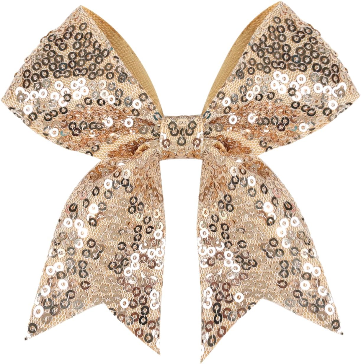 Amazon.com : Glitter Cheer Bow Clip - 5 Inch Sequin Hair Bow with Tails ...