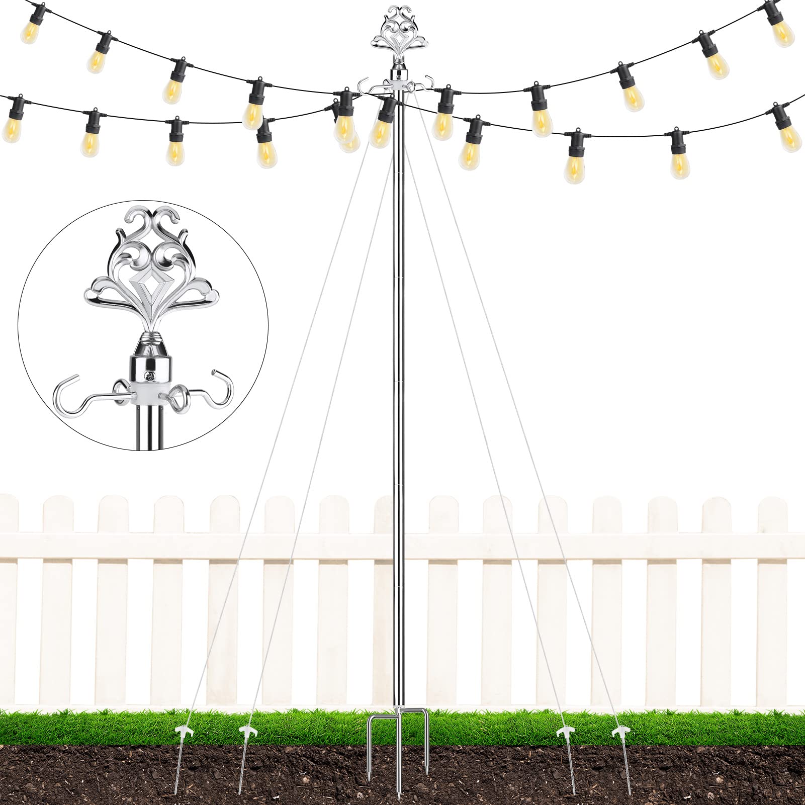 String Lights Pole For Outdoor String Light Poles 98 Inch Backyard