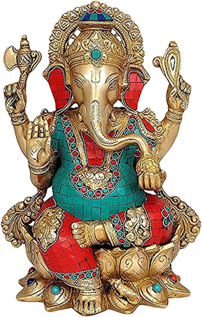 Amazon.com: Handcrafted Lord Ganesha Sculpture for Temple & Home Décor ...