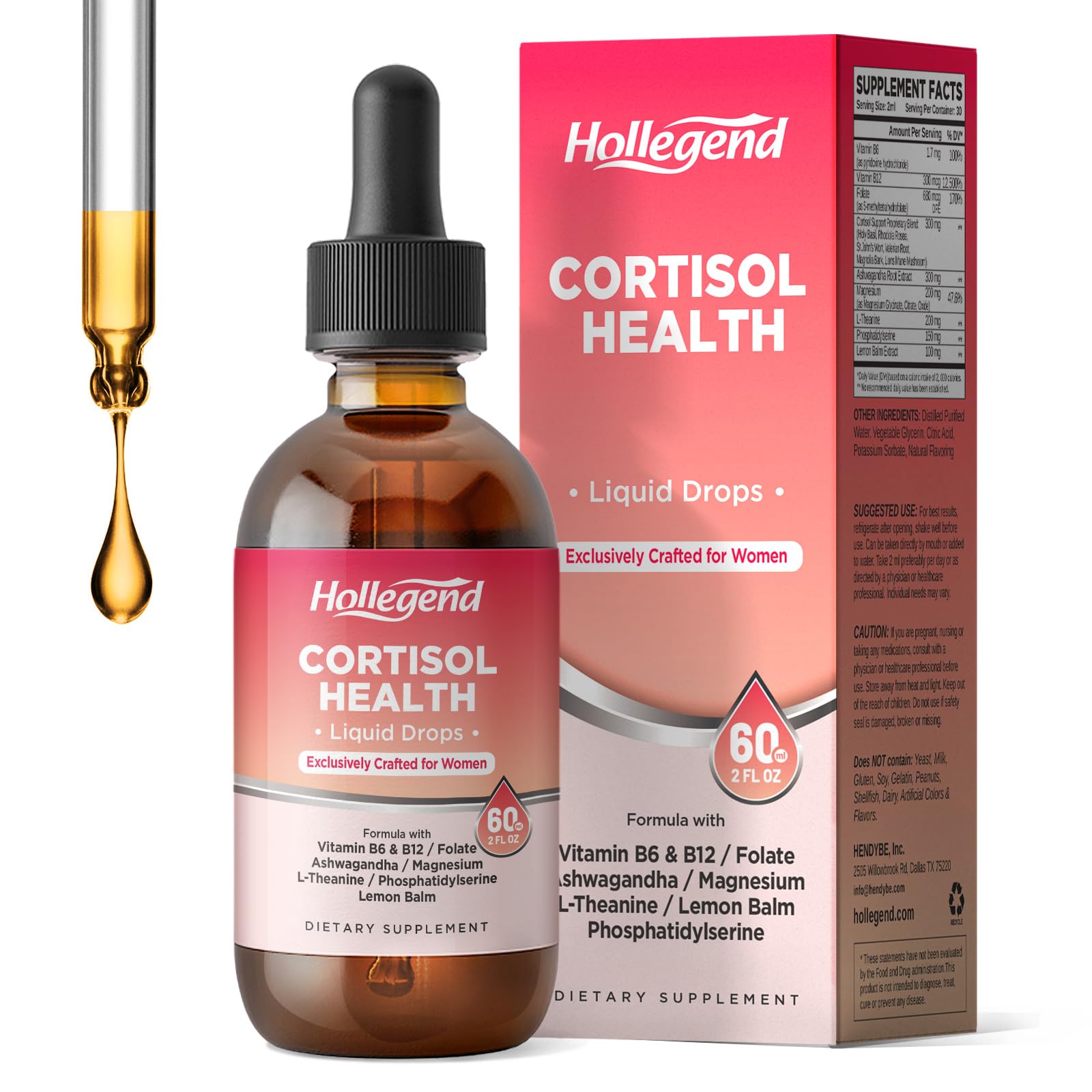 Amazon.com: HOLLEGEND Cortisol Supplement Liquid Drops, Lower Cortisol ...