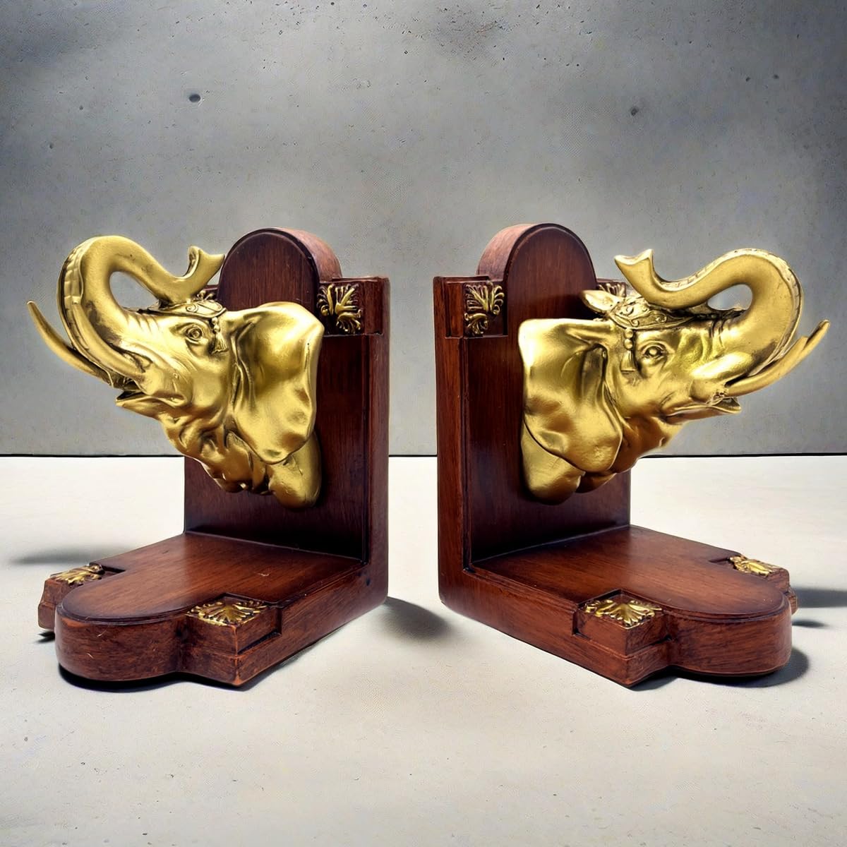 Amazon.com: Elephant Head Design Bookends Resin Home Decorative ...