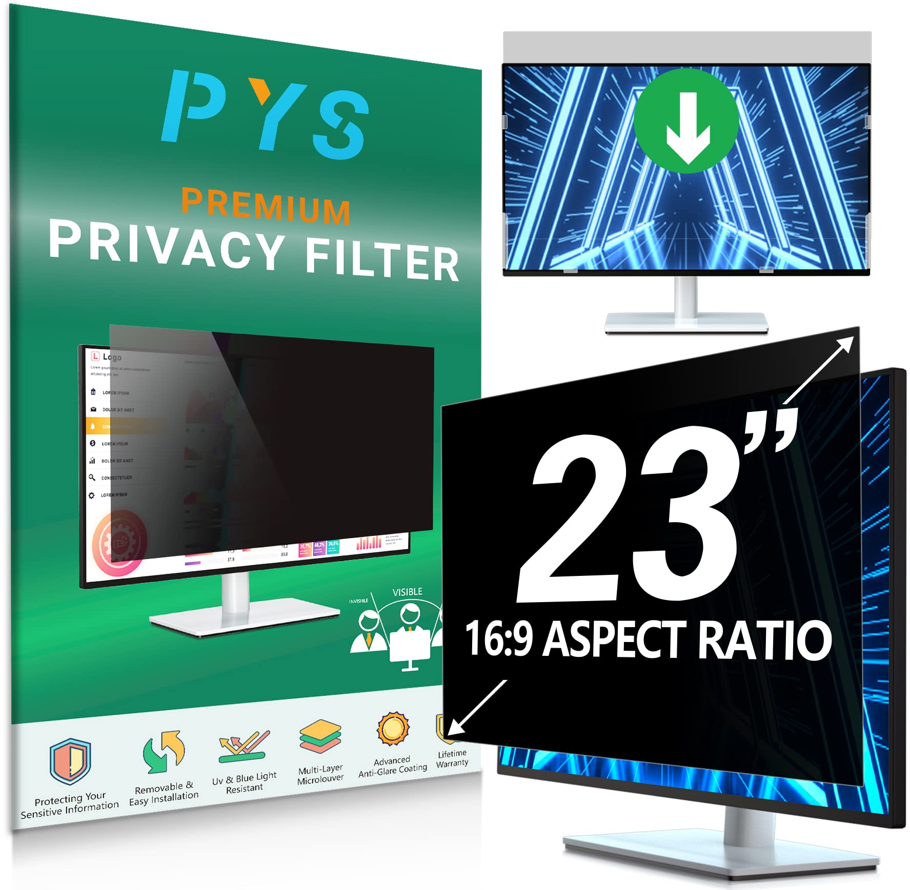 Amazon.com: PYS 23 Inch Privacy Screen for 16:9 Widescreen Computer ...