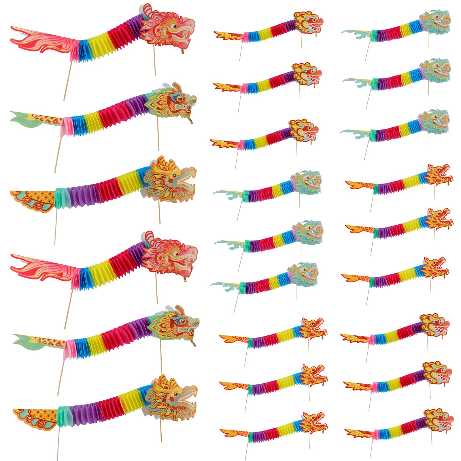 Amazon.com: 24 Pcs Chinese New Year Paper Dragon Decorations 3D DIY ...