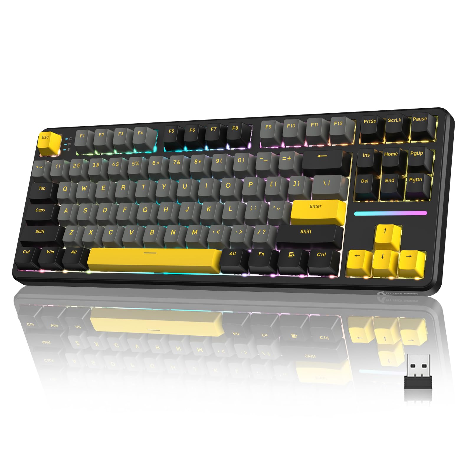 Amazon.com: ATTACK SHARK X87 Wireless Mechanical Keyboard,75% TKL ...