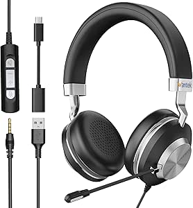 Wantek Cuffie con microfono,USB/Tipo c/3,5 mm jack 3 in 1 Cuffie con ...