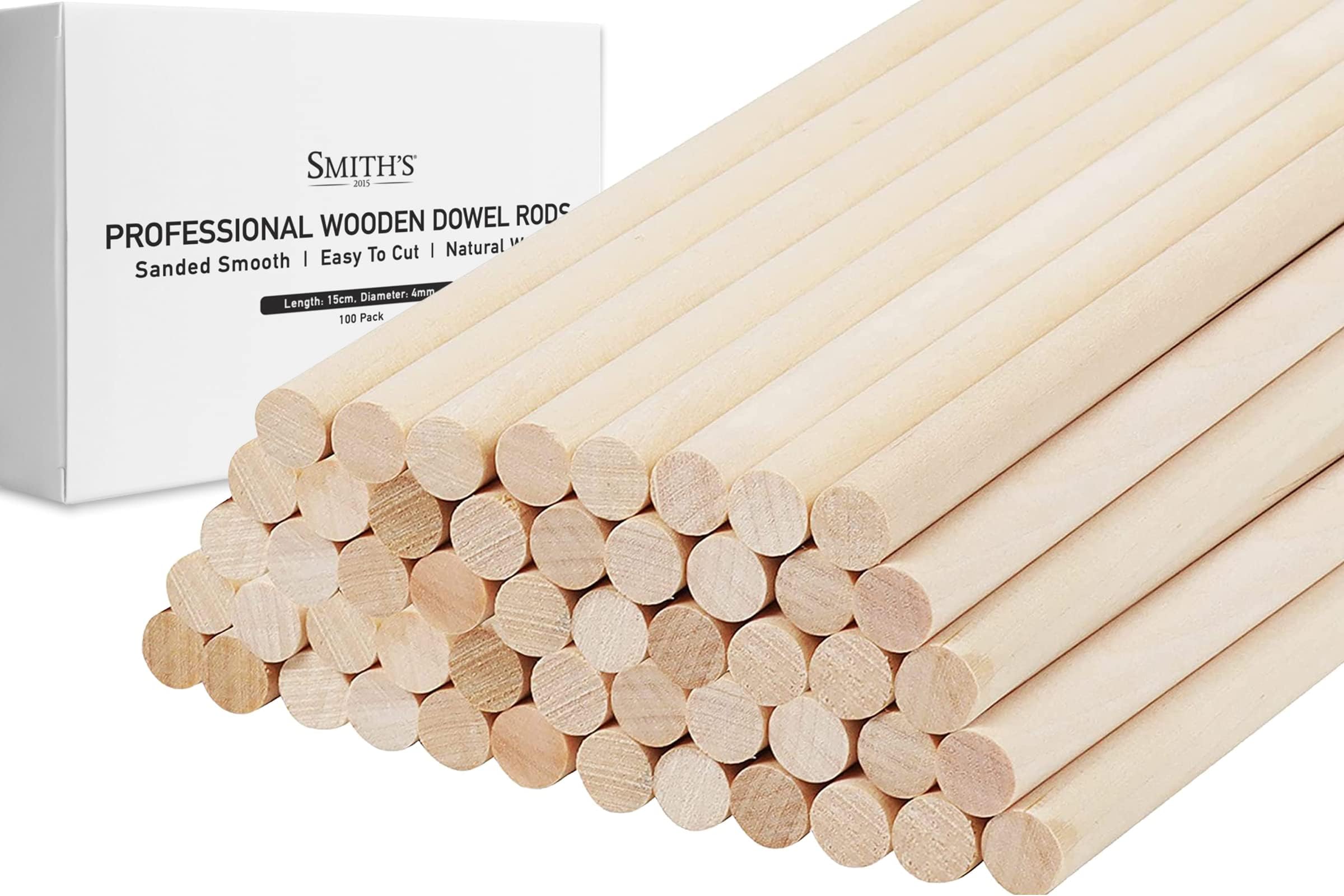 100 PCS Wooden Dowel Rods, 3mm Diameter Round Bamboo Wood Dowel Rods ...