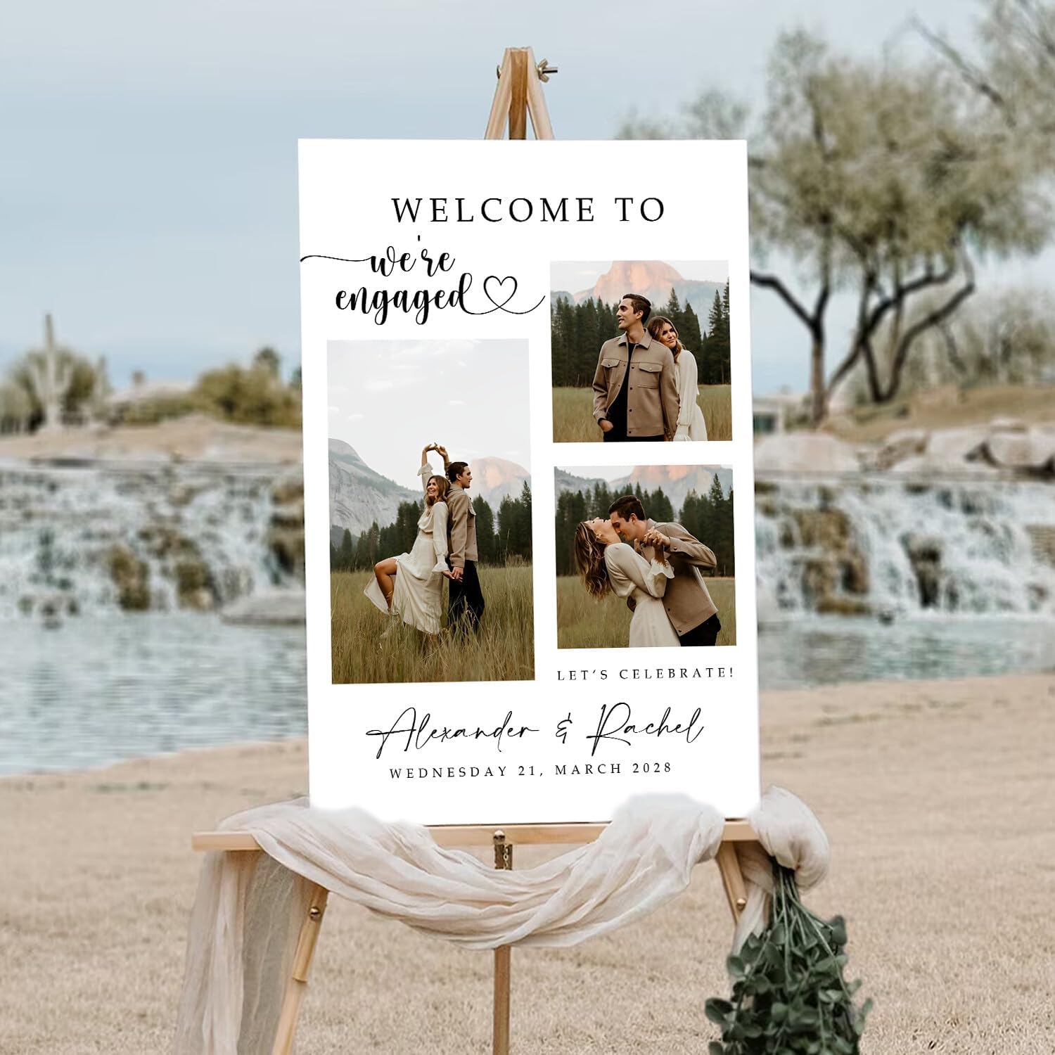 Amazon.com: Personalized Engagement Party Welcome Sign With Photo, We ...