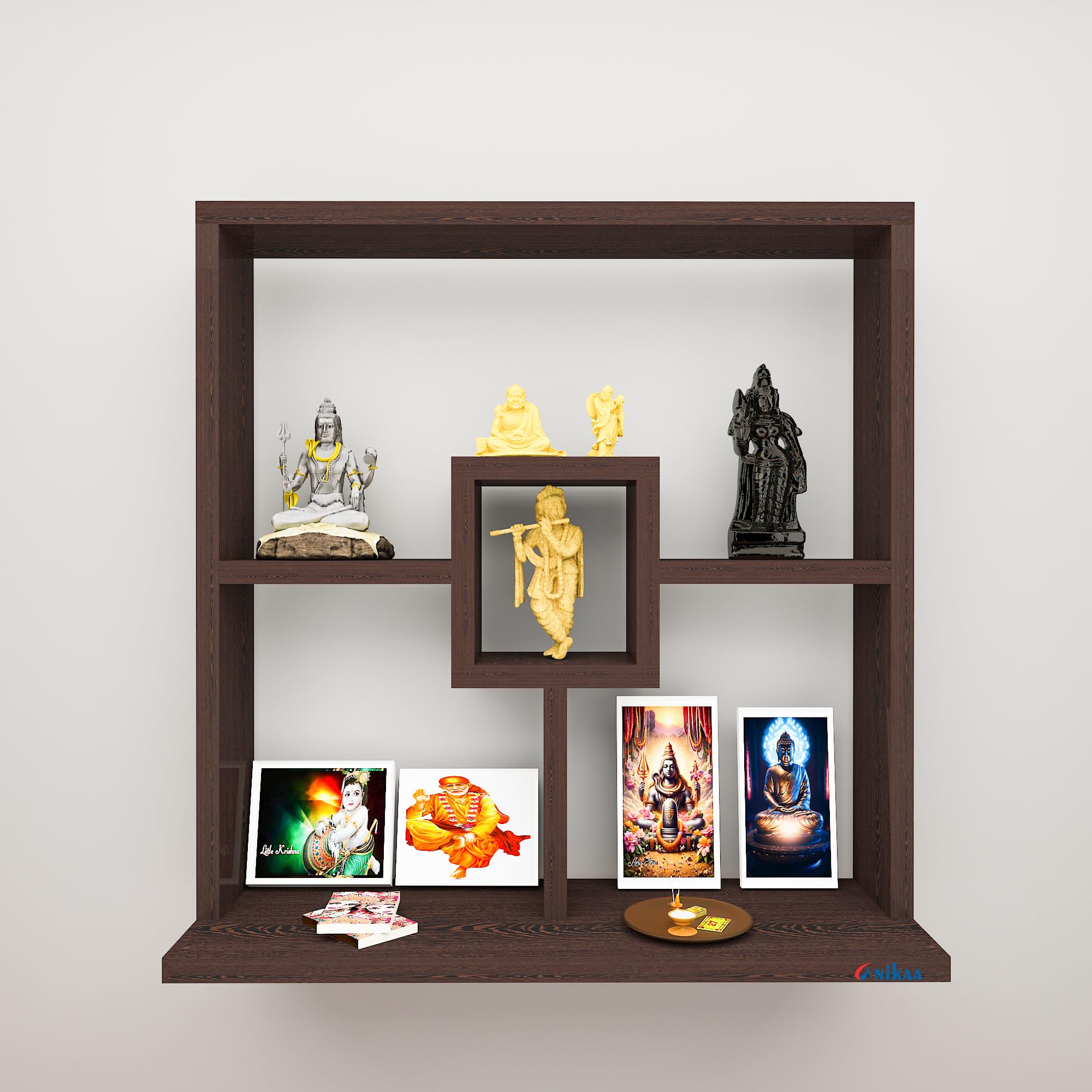 Anikaa Shelly Wall Mounted Hanging Puja Temple Shelf Stylish Wood God ...