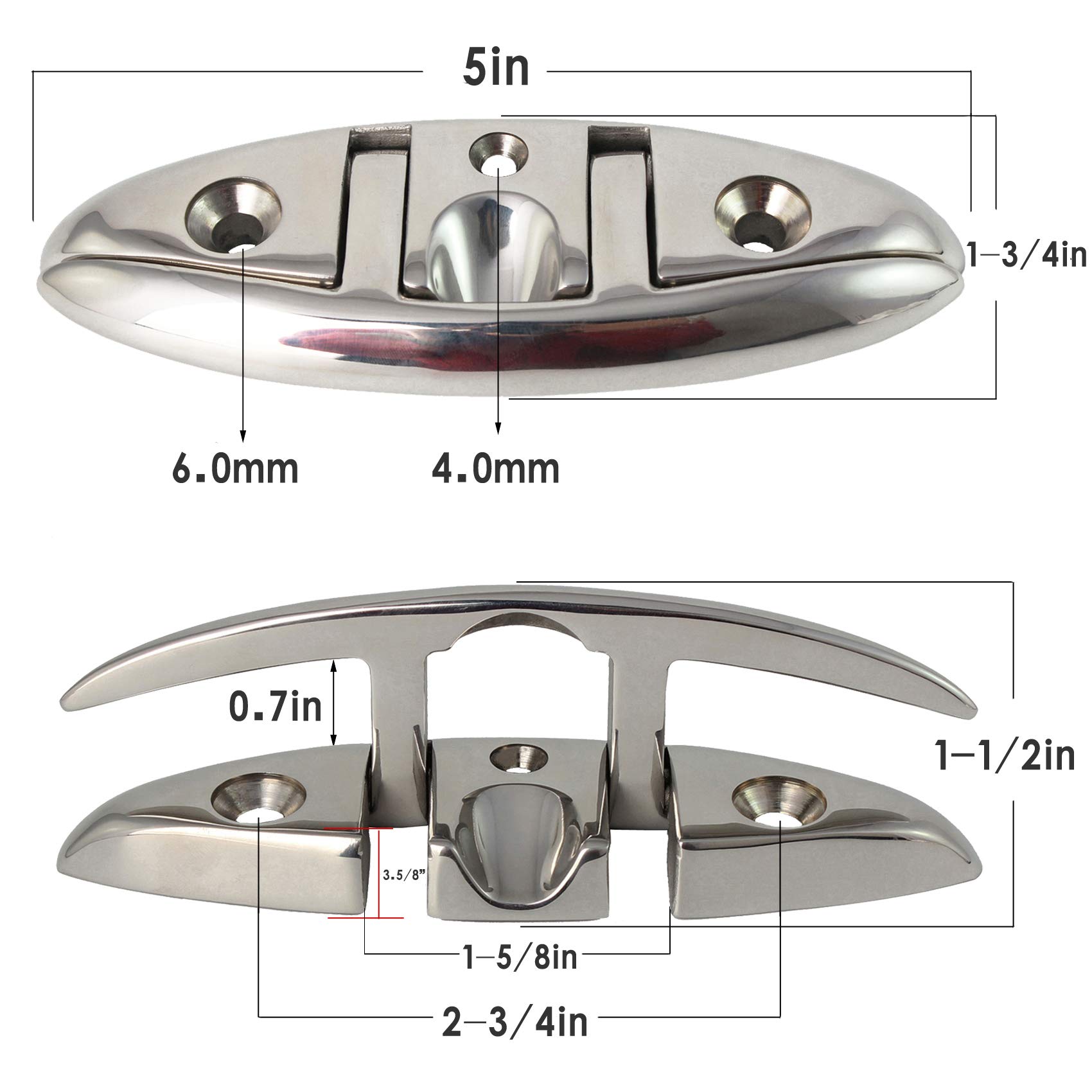 Snapklik.com : VEITHI 316 Stainless Steel Boat Folding Cleat 5 Inch ...