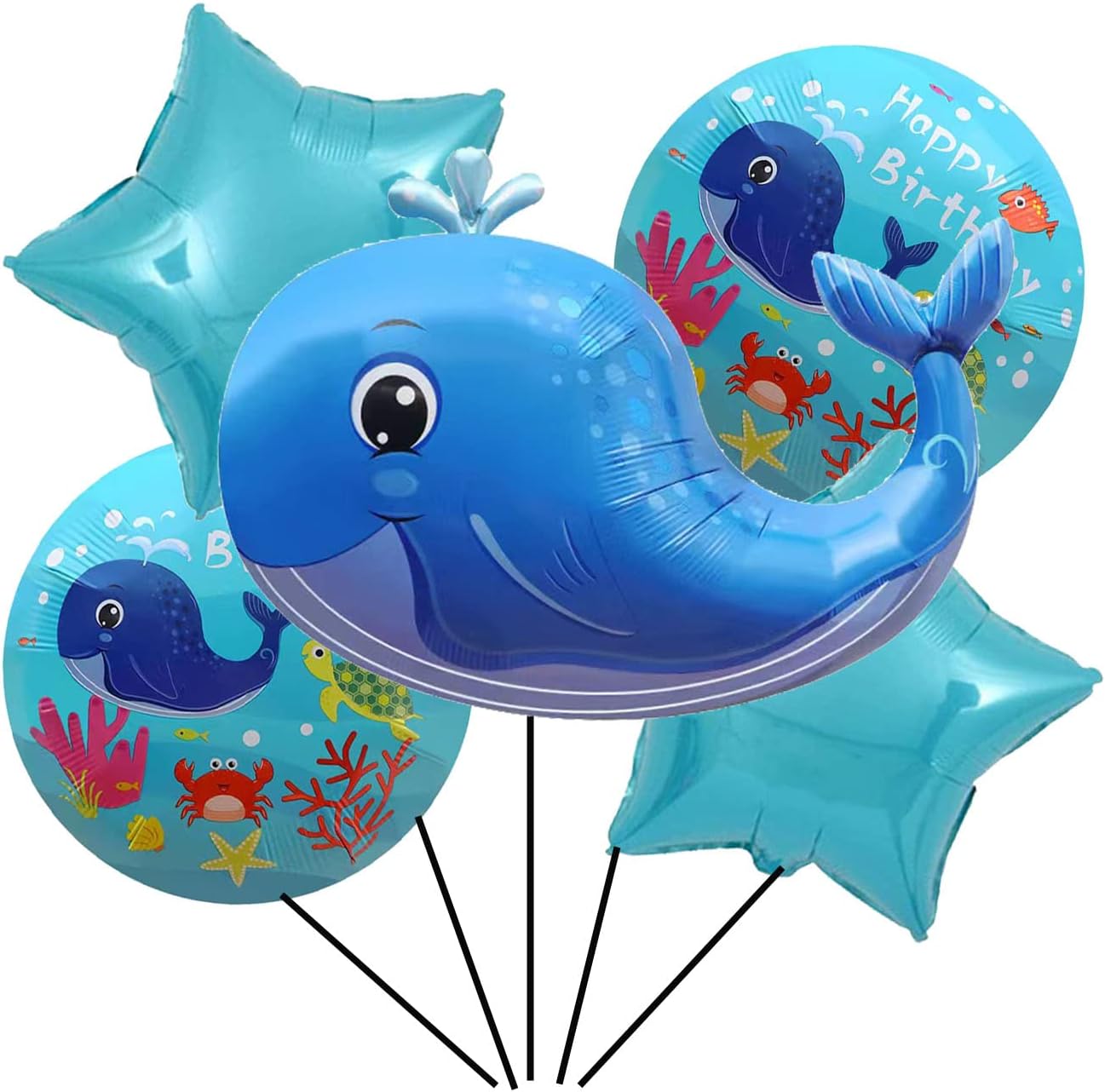 Amazon.com: 5Pcs Whale Shape Giant Foil Balloons Cute Sea Animal ...