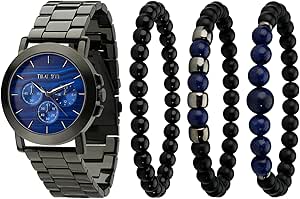Amazon.com: TIME100 Men's Watch and Bracelet Set Premium Quartz Watch ...