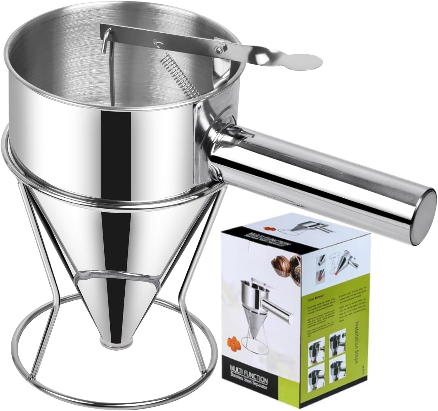 Amazon.com: YUNYODA HITECHLIFE Stainless Steel Baking Funnel, Silver ...