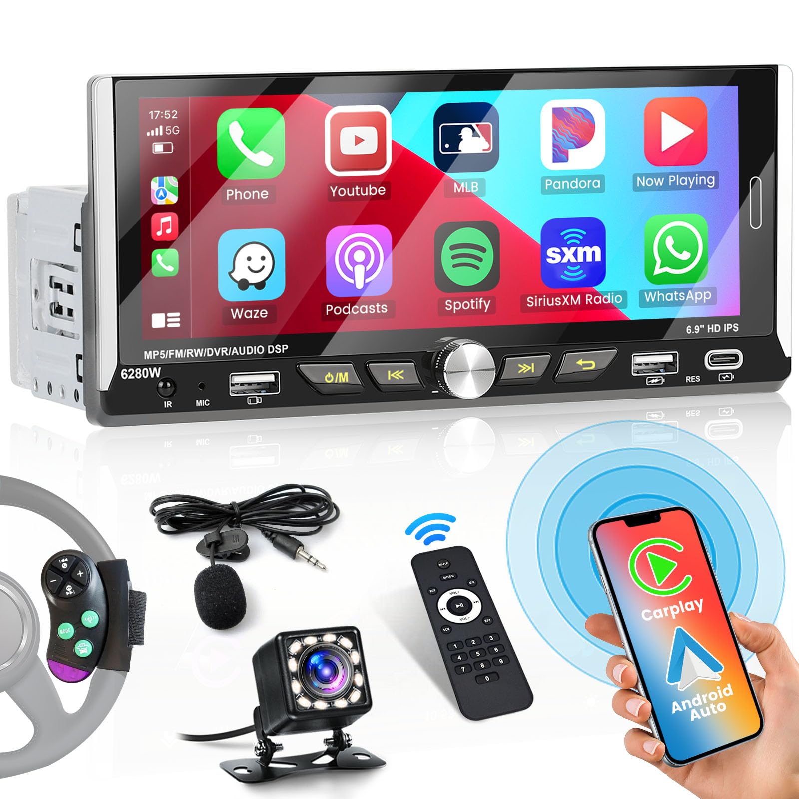 Snapklik.com : 6.9 Inch Single Din Car Radio