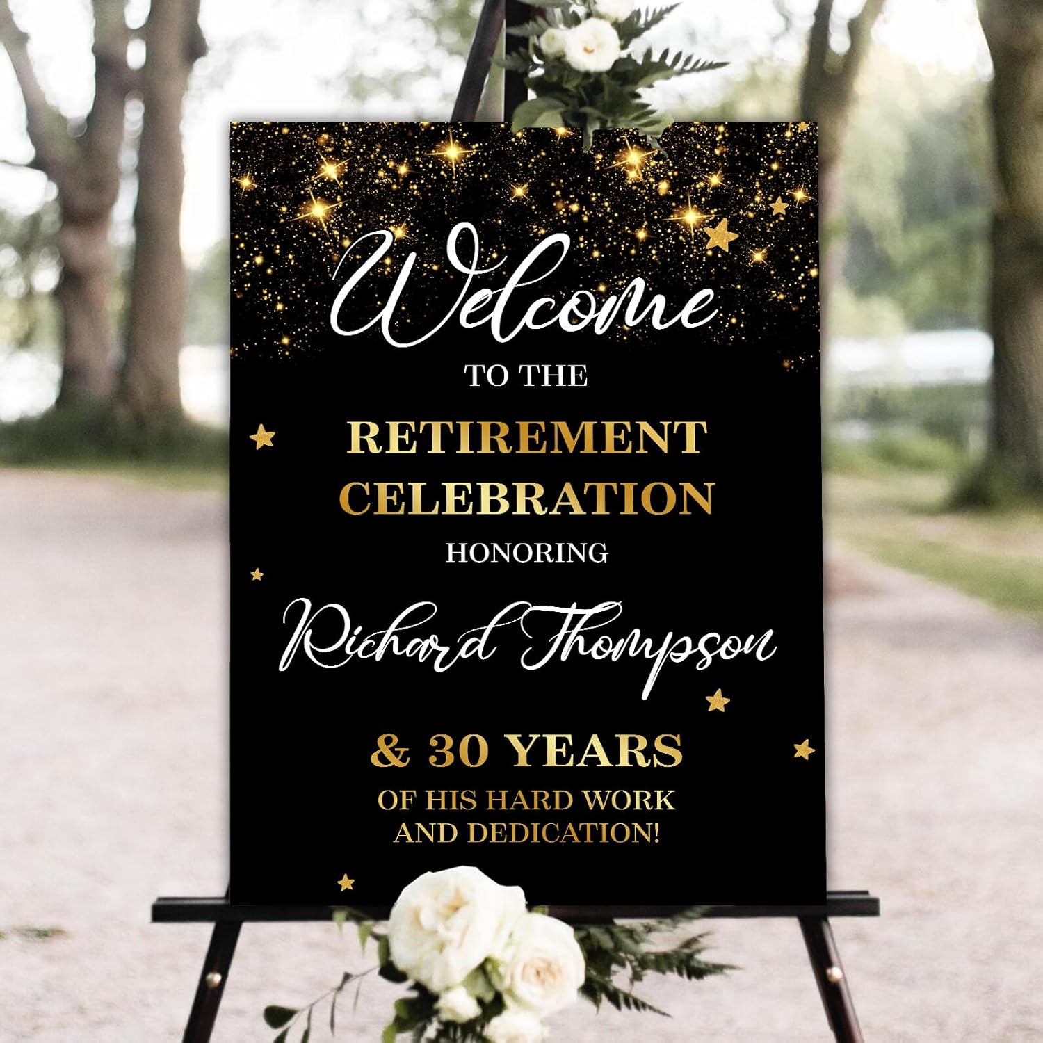 Amazon.com : Personalized Retirement Party Welcome Sign, Elegant Black ...
