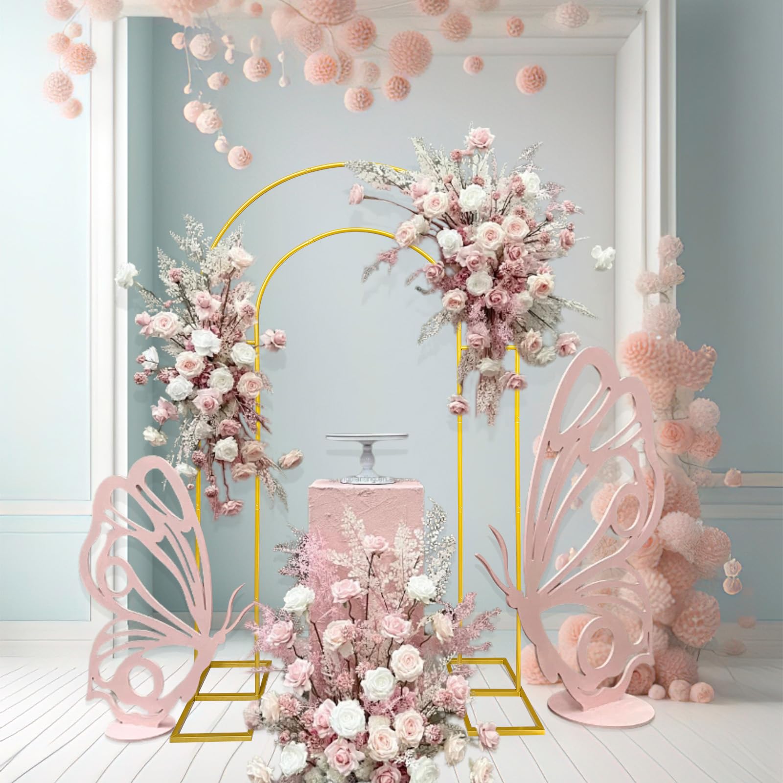 3d Arch ZpigToor Double Arch Backdrop Stand Metal Open Arch Backdrop ...